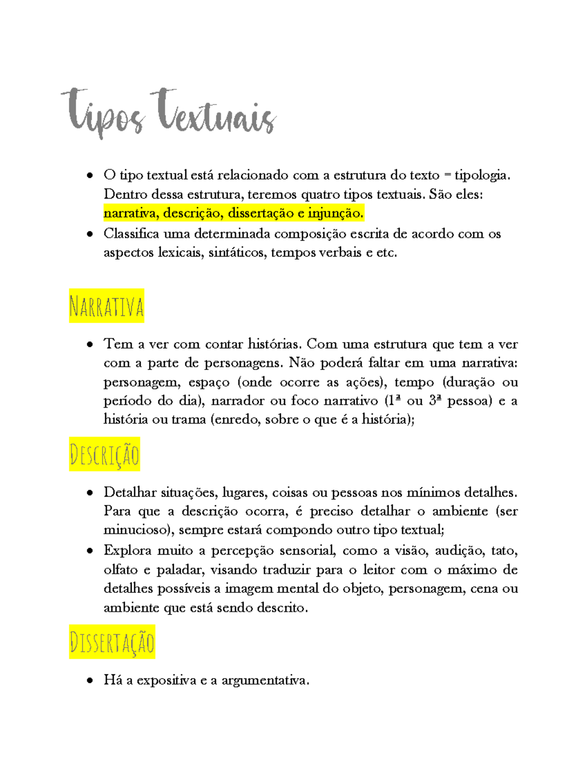 Português - Tipos textuais - tipos textuais O tipo textual está ...