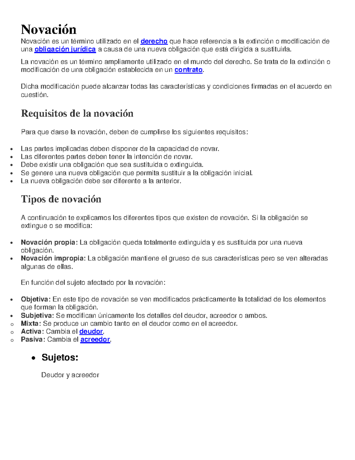 Novación - resumen de la novacion de contratos - Novación Novación es ...