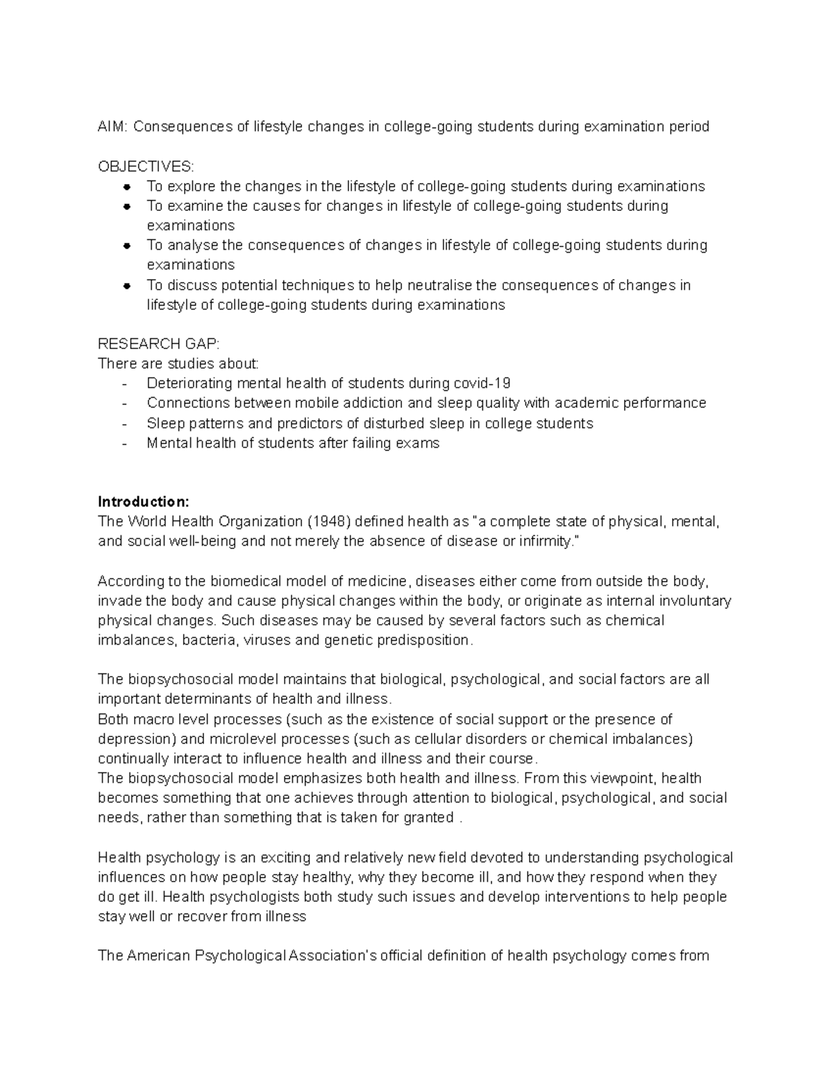 FGD Report - Focua group discussion - AIM: Consequences of lifestyle ...