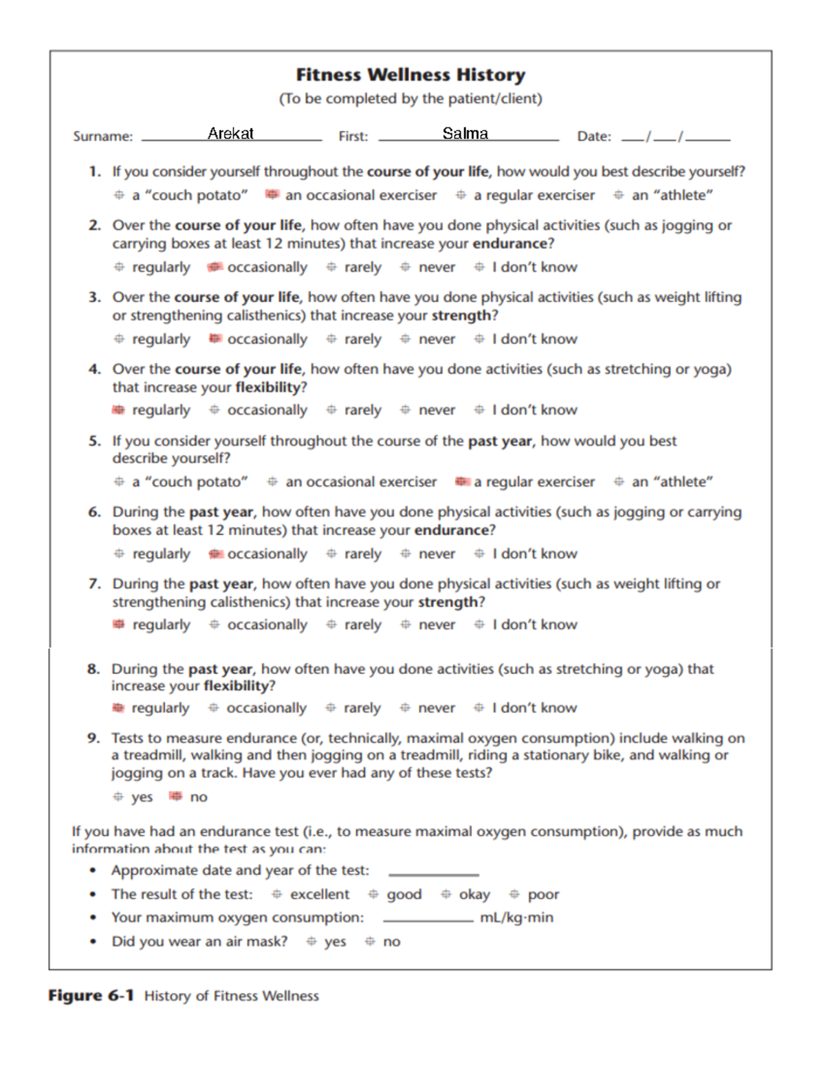 Fitness History Takingscreening AND Survey - BS Physical Therapy - Studocu