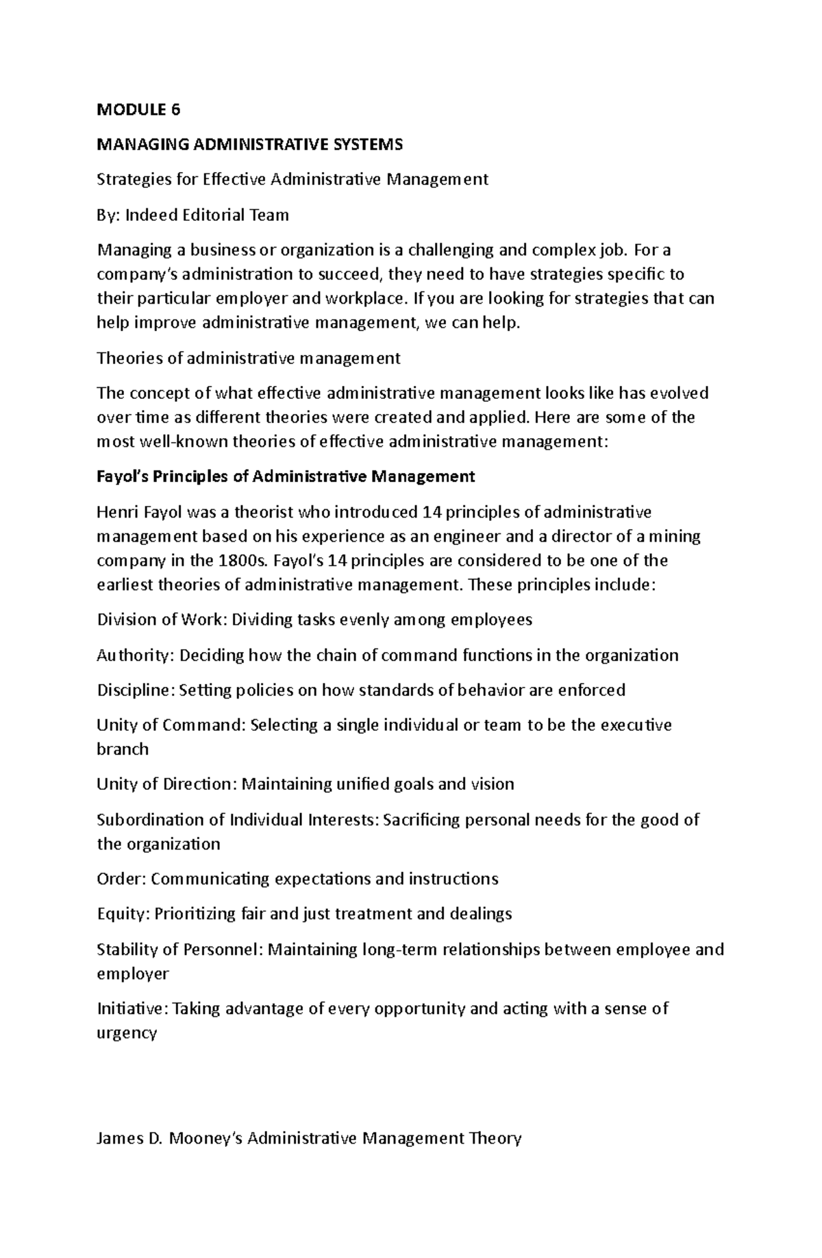 Module 6 HRDM - Lecture notes 7 - MODULE 6 MANAGING ADMINISTRATIVE ...