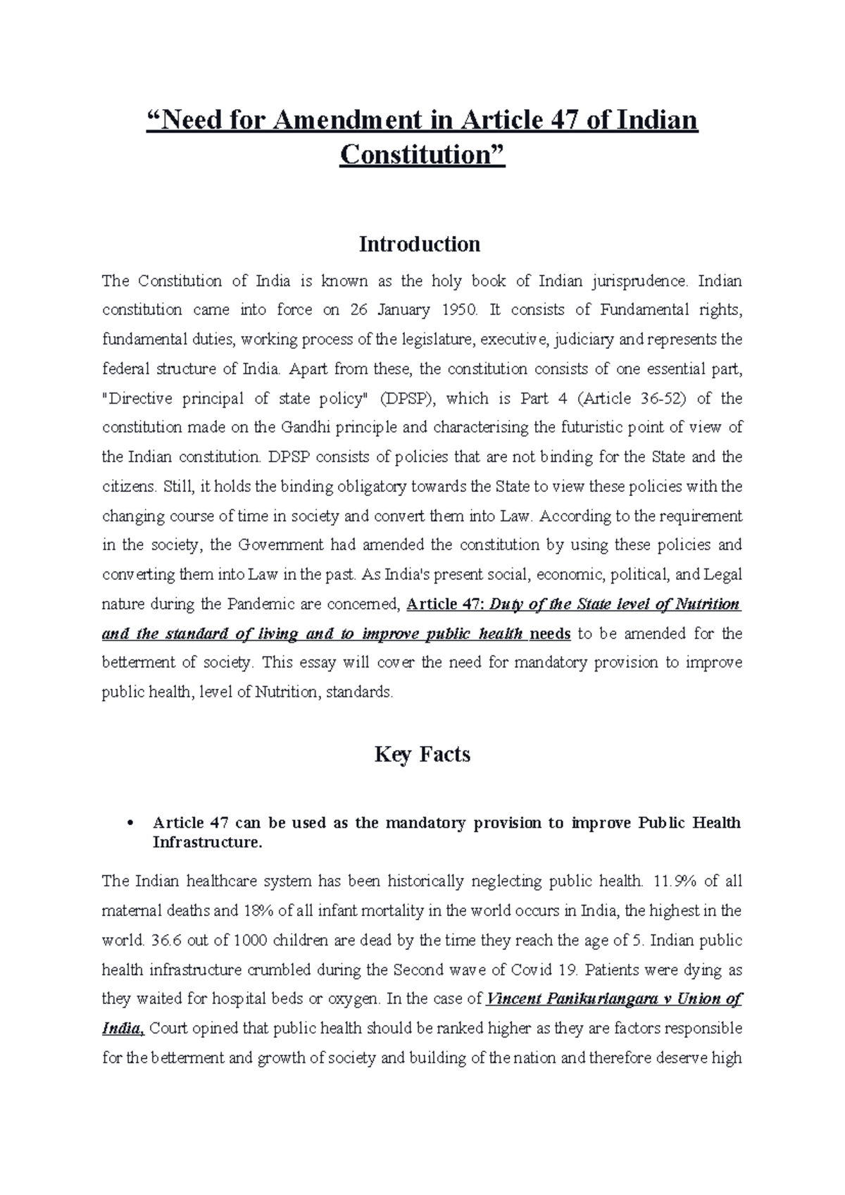 Need for Amendment in Artical 47 of Indian Constitusion - “Need for ...