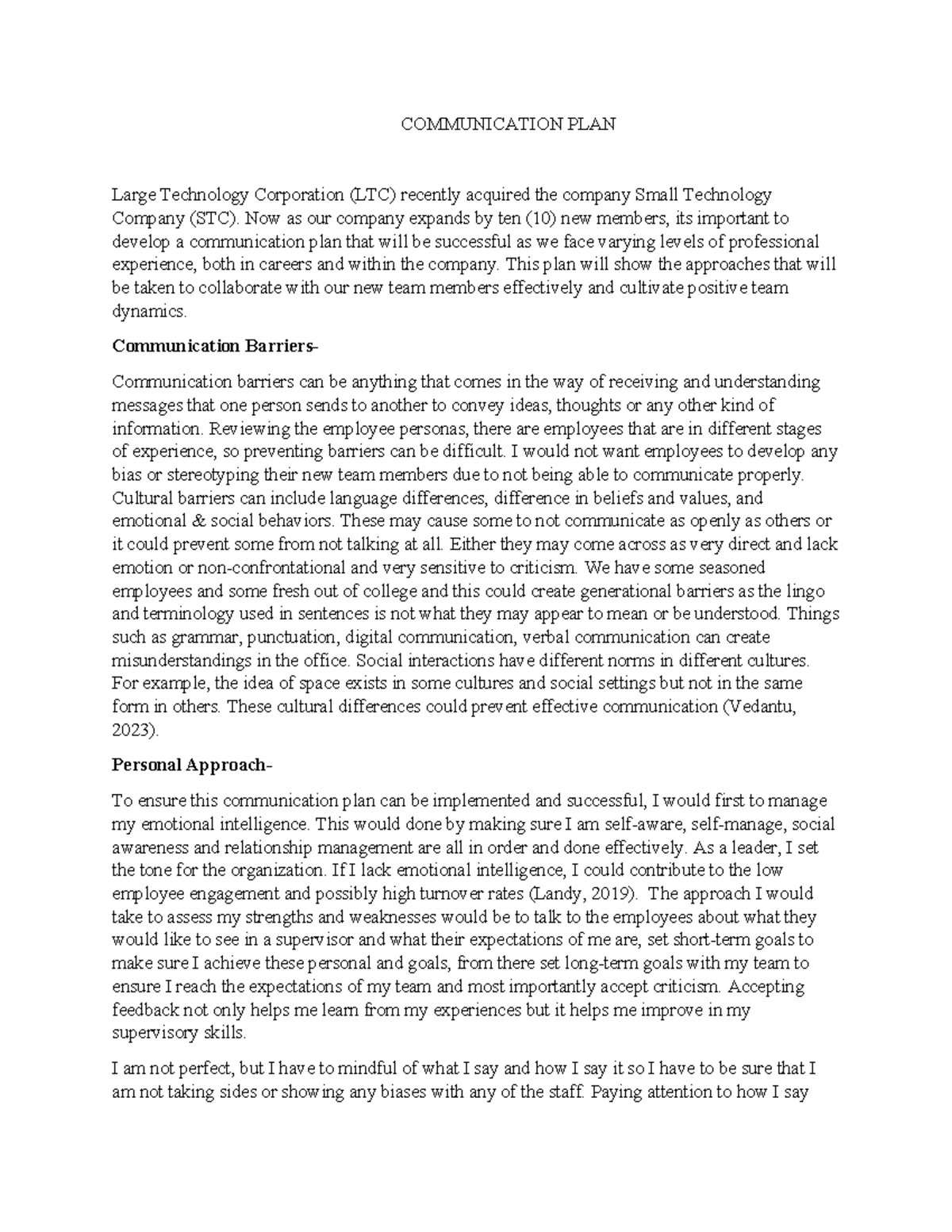 7-3 Project Three- Communication Plan - COMMUNICATION PLAN Large ...