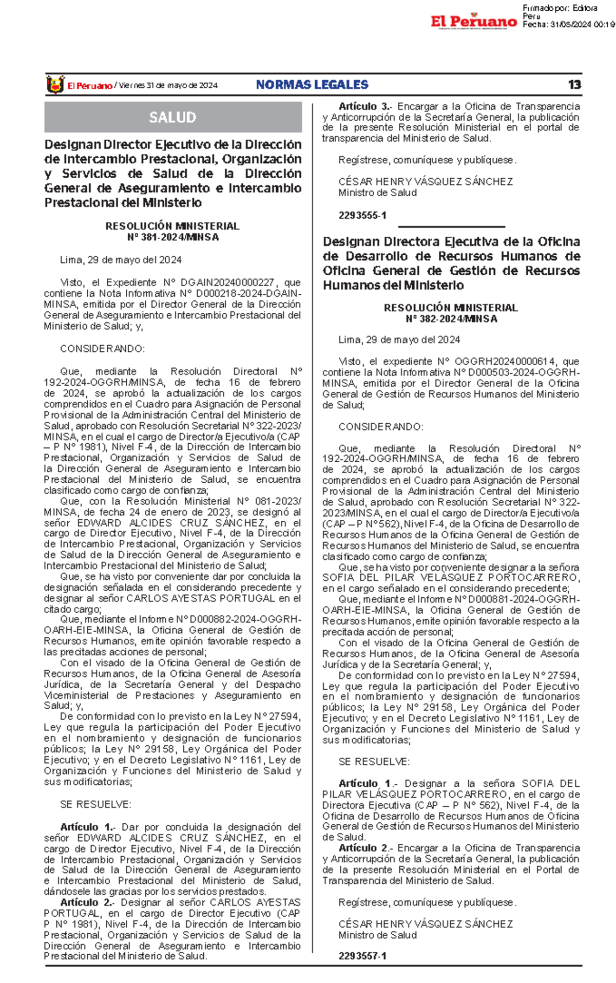 2293555-1 - El Peruano /Viernes 31 de mayo de 2024 NORMAS LEGALES 13 ...