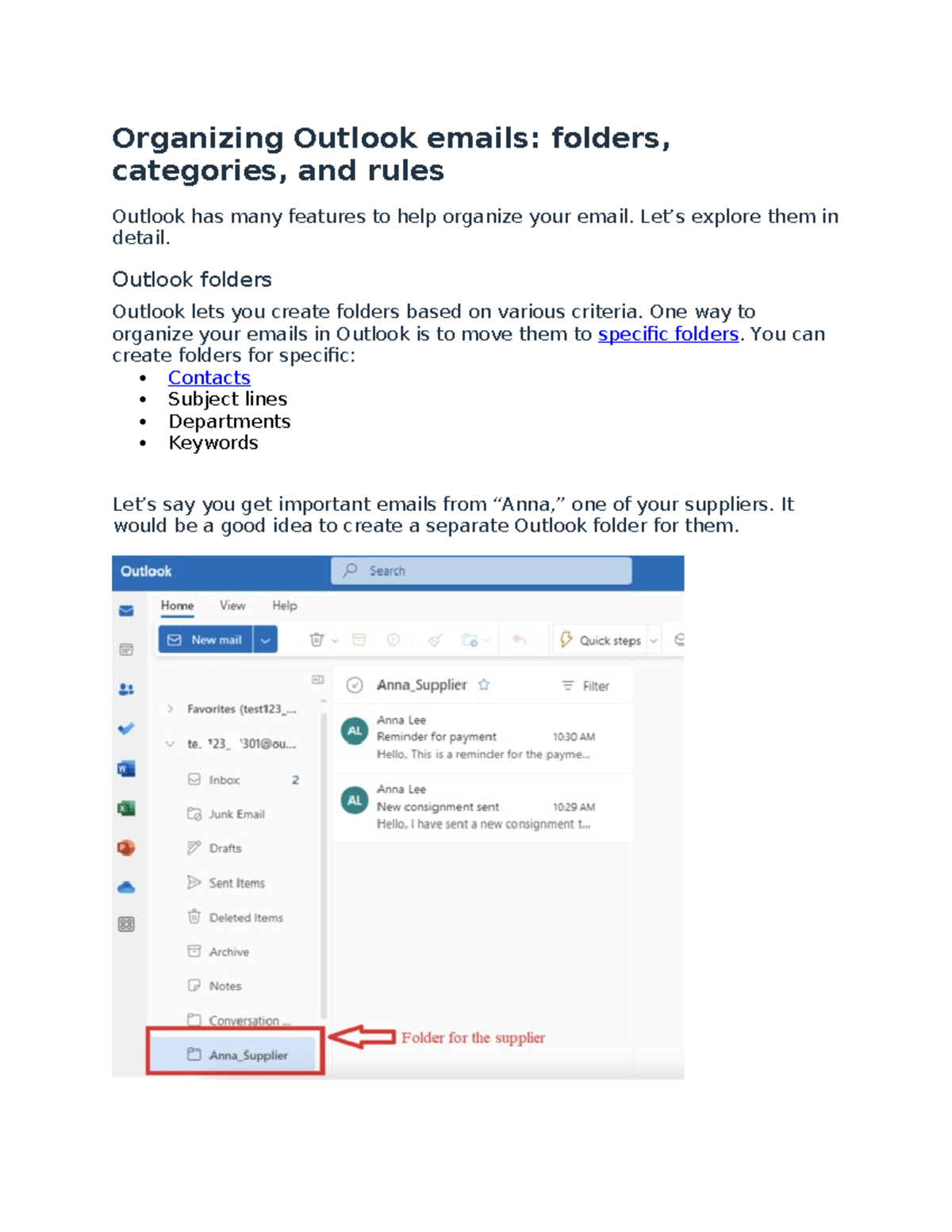 Organizing Outlook emails - Let’s explore them in detail. Outlook ...