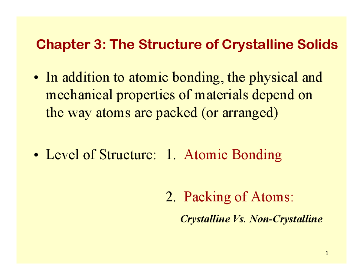 Chapter 3 - lecture notes of engineering metallurgy - Chapter 3: The ...