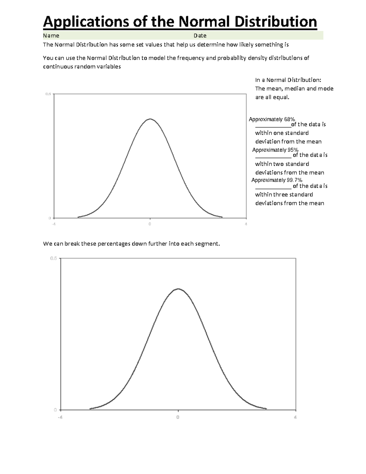 (3) Applications of the Normal Distribution - Applications of the ...
