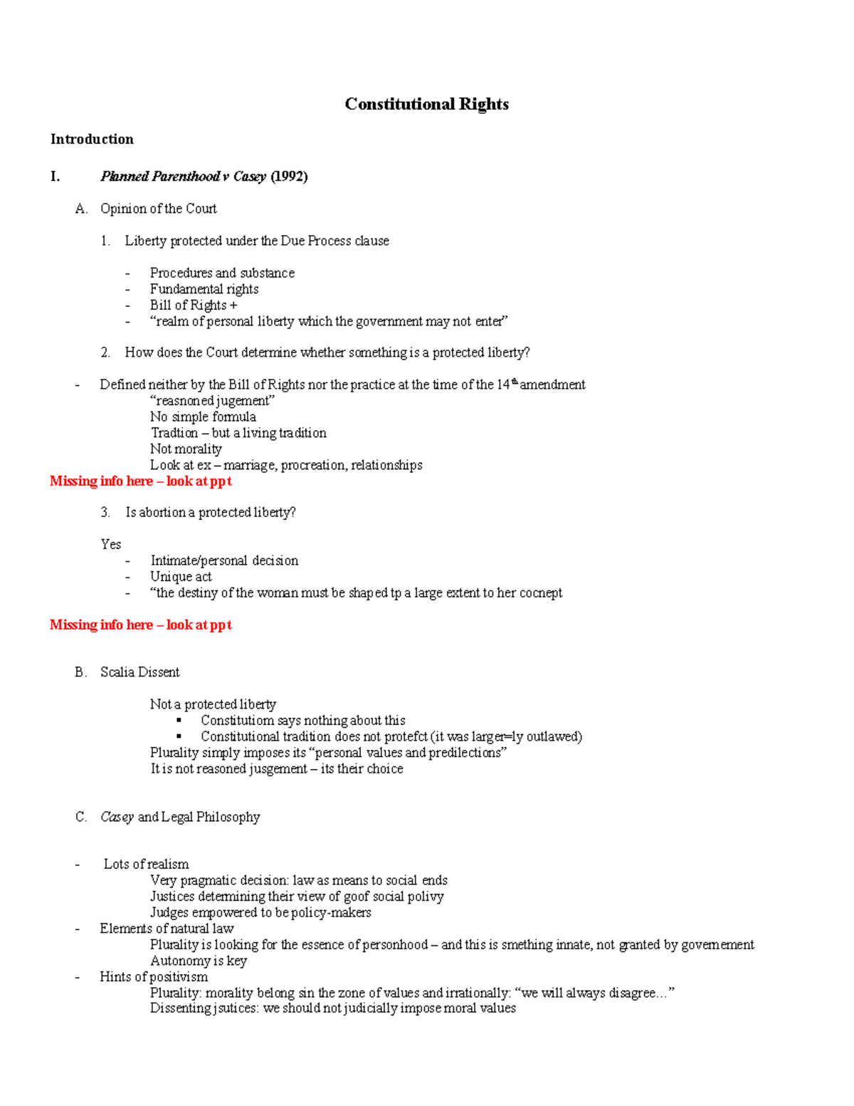 Foundations I Notes - Constitutional Rights Outline - Constitutional ...