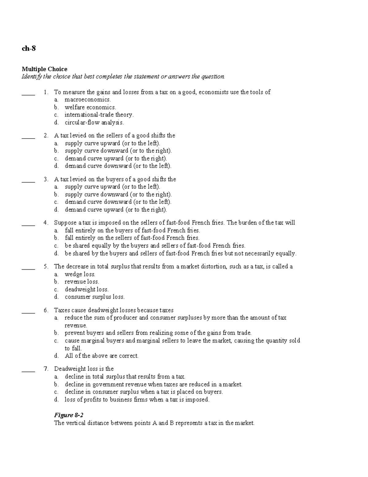 Ch-8-test - study guide/notes - ch- Multiple Choice Identify the choice ...