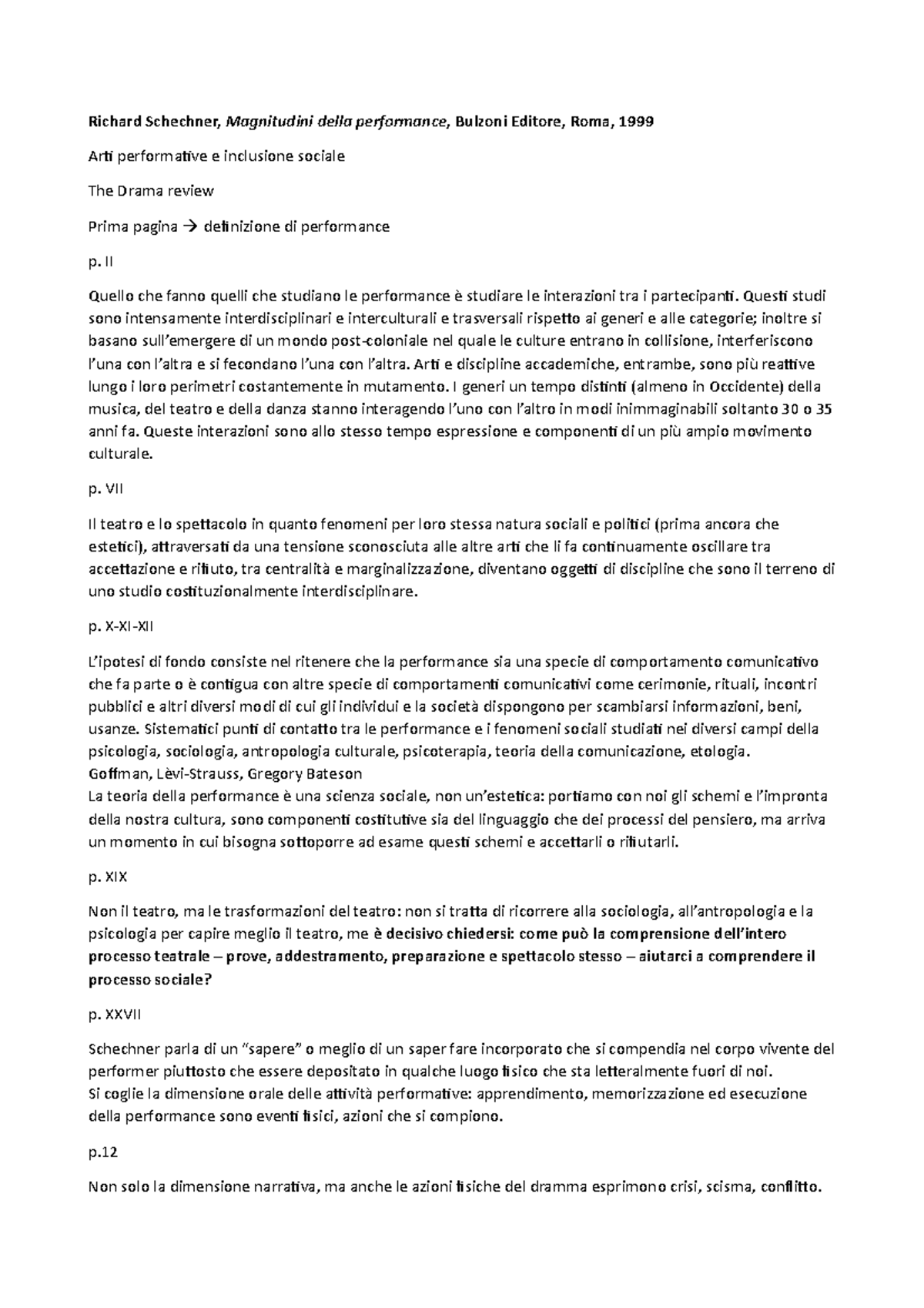 Richard Schechner- Magnitudini della performance - II Quello che fanno ...