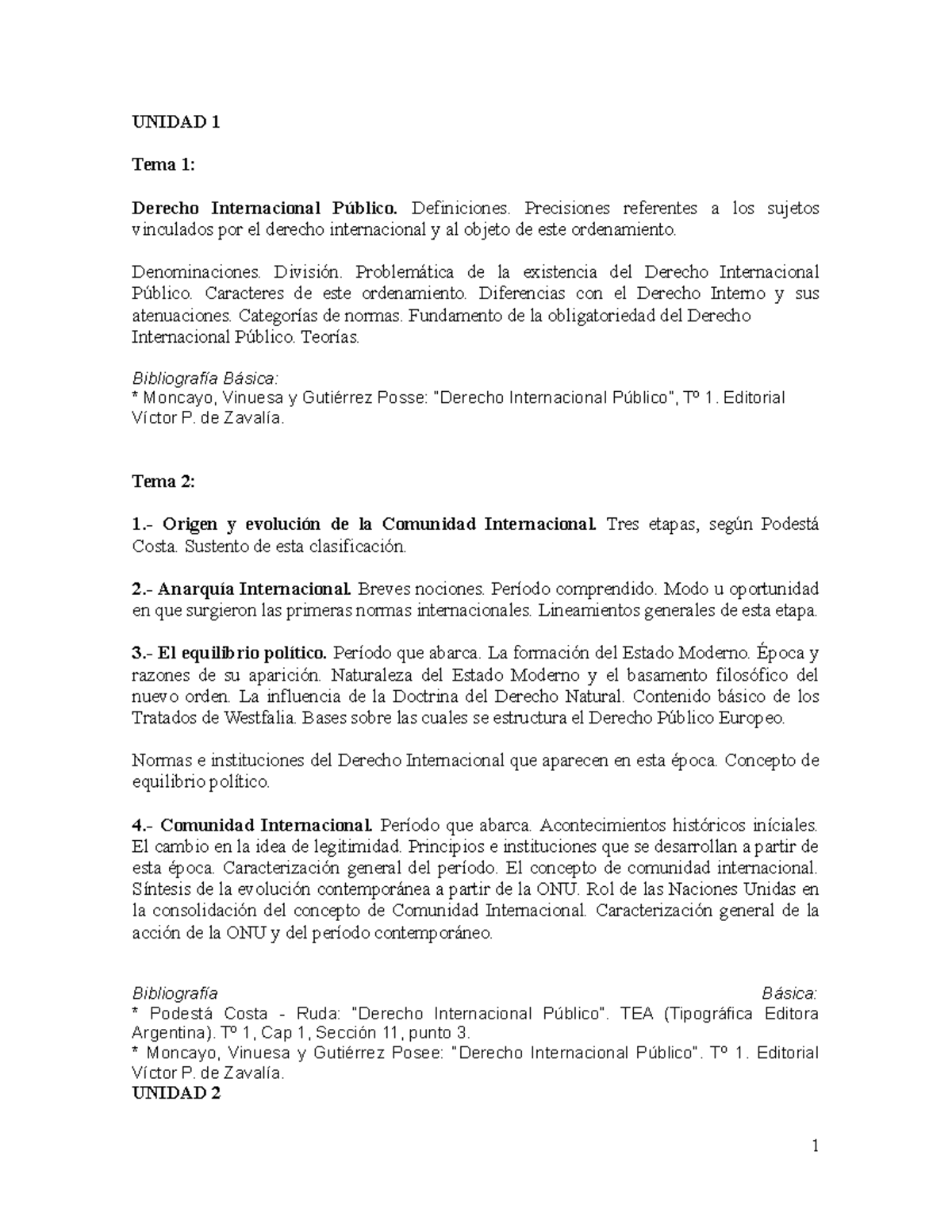 Programa DIP con bibliografìa - Derecho internacional público - UNT - Studocu