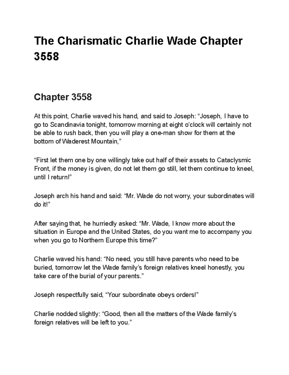 The Charismatic Charlie Wade Chapter 3558 - The Charismatic Charlie ...