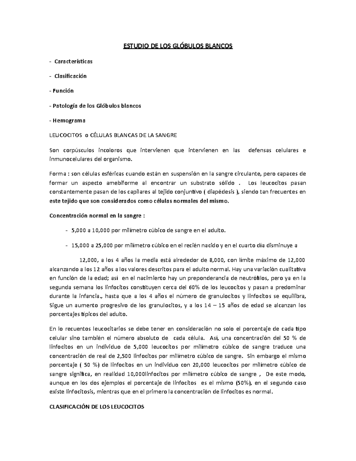 Clase 07-GB I - globulo blancos - ESTUDIO DE LOS GLÓBULOS BLANCOS - Características ...