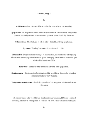 Anatomi. Nervsystemet - Anatomi. uppg. 2 Nervsystemet 1. Tillsammans med nerverna, ryggmärgen ...