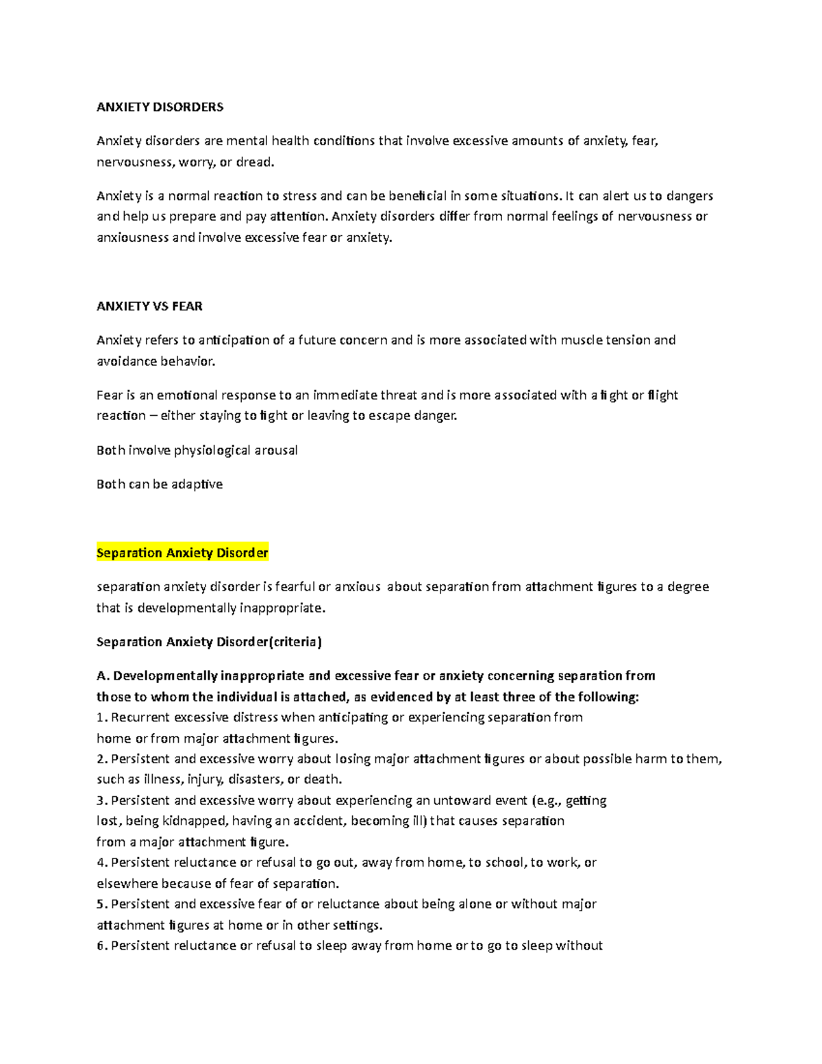 Anxiety Disorders - ANXIETY DISORDERS Anxiety disorders are mental ...