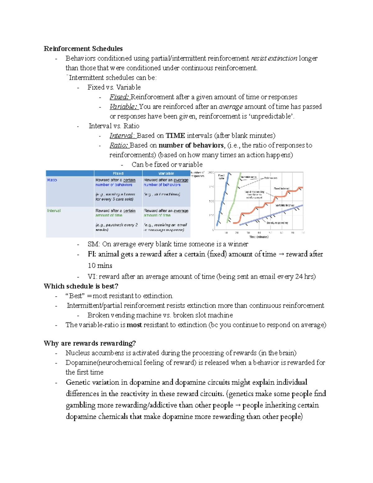Psych 10 notes 11 1 - Reinforcement Schedules - Behaviors conditioned ...