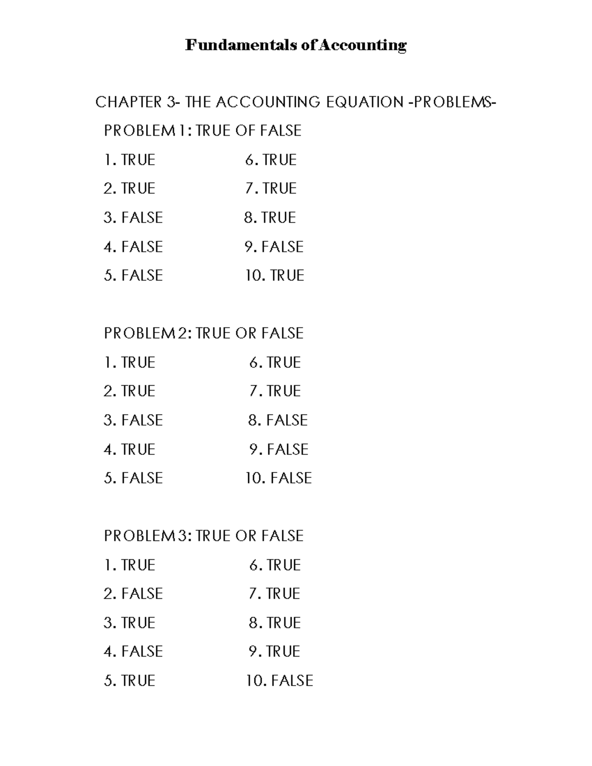Fundamentals of Accounting Chapter 3 Answer Key - Fundamentals of ...