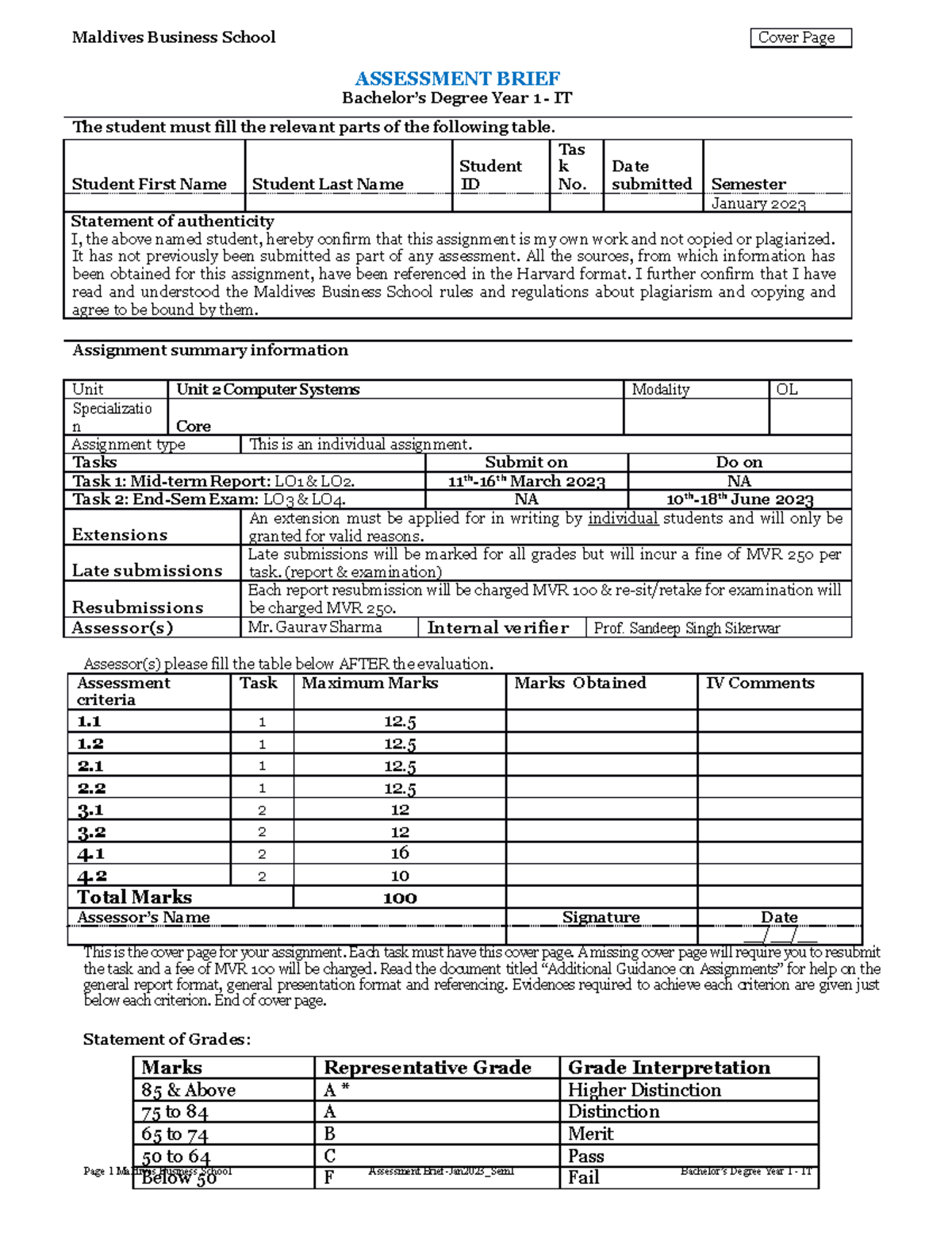 Assessment Brief BITY1 OL Unit2 CS January 2023 GS FV - Maldives ...