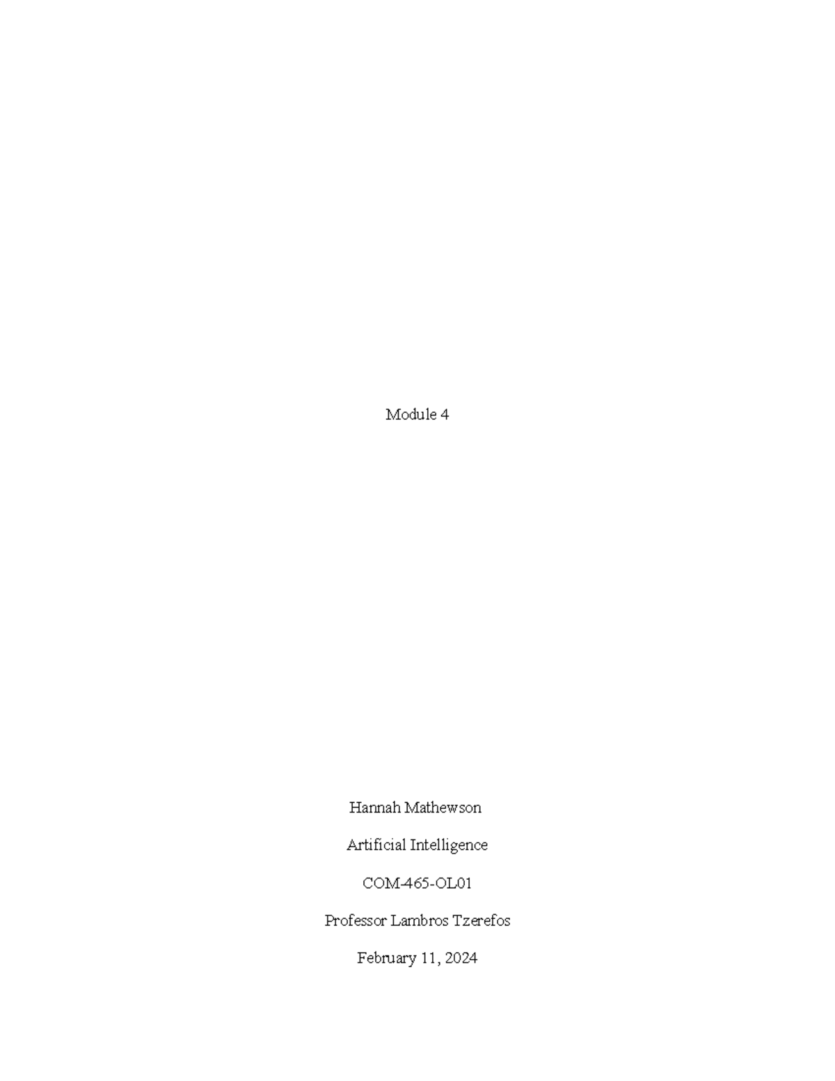 Module 4 Homework Assignment Module 4 Hannah Mathewson Artificial