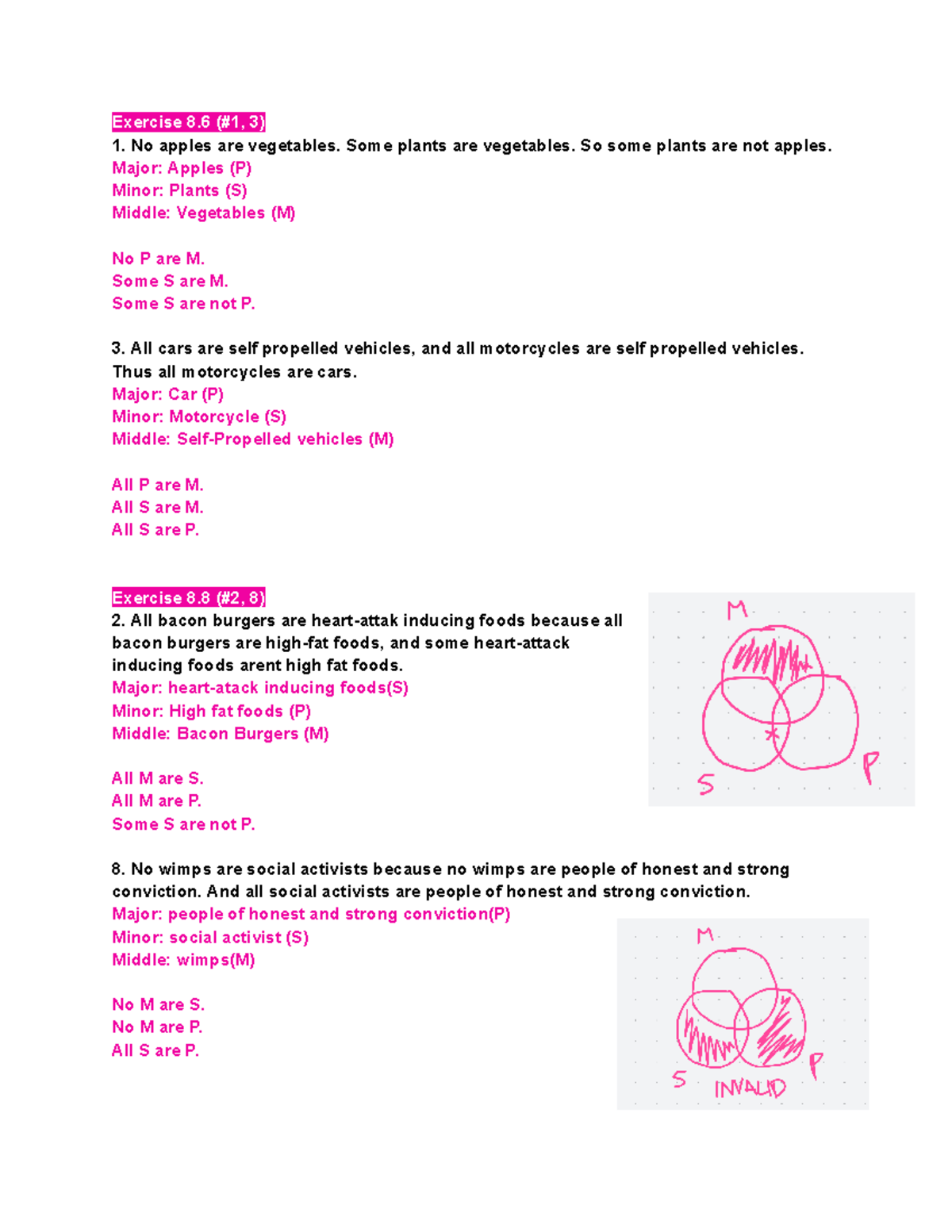 Logic of Everyday Reasoning - Homework 8 - Exercise 8 (#1, 3) No apples ...