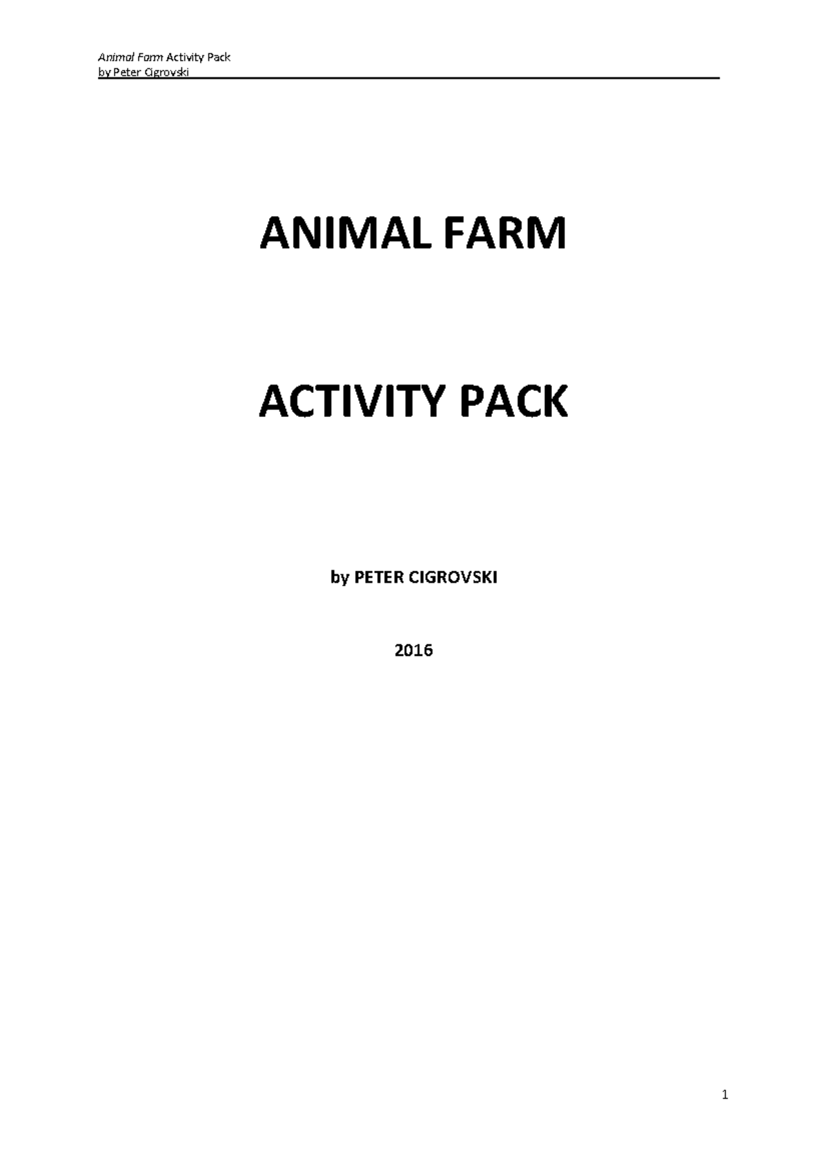 Animal FARM Activity PACK za objavo - by Peter Cigrovski ANIMAL FARM ...