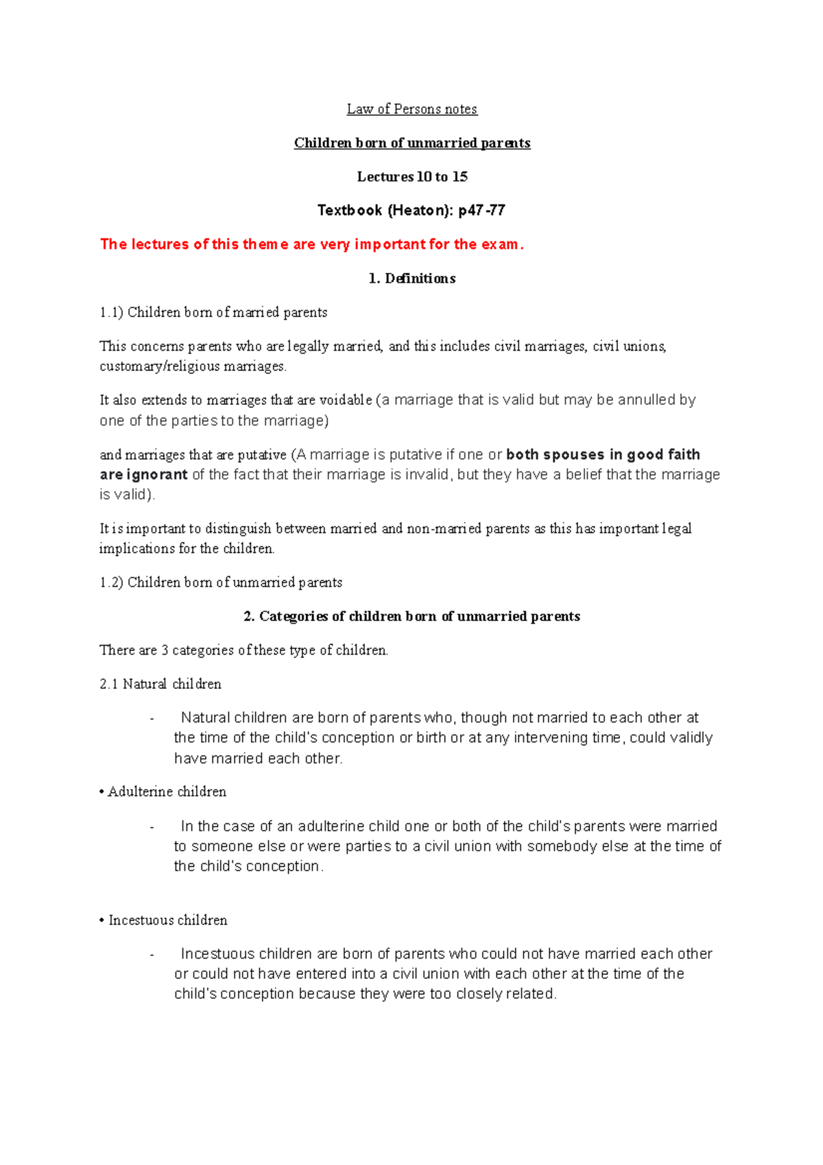 Law of Persons- Theme 4 - Lecture notes 1-20 - LLB 2 - RU - Studocu