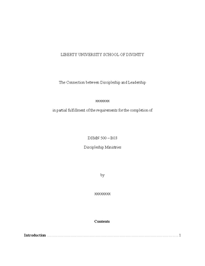 Disciple Making Plan Part 1 - Foundations Assignment - LIBERTY ...