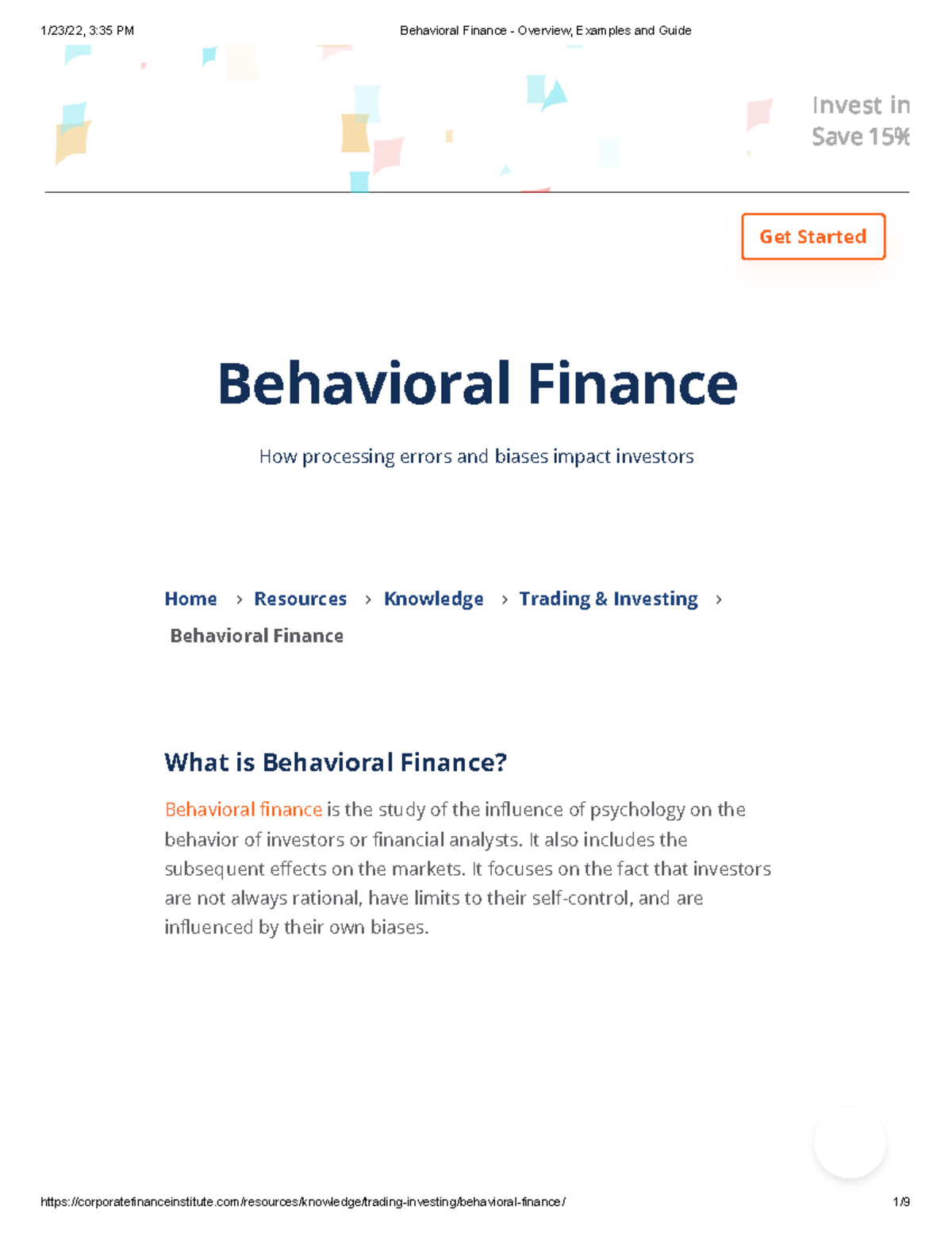 Behavioral Finance - Overview, Examples and Guide - Home › Resources ...