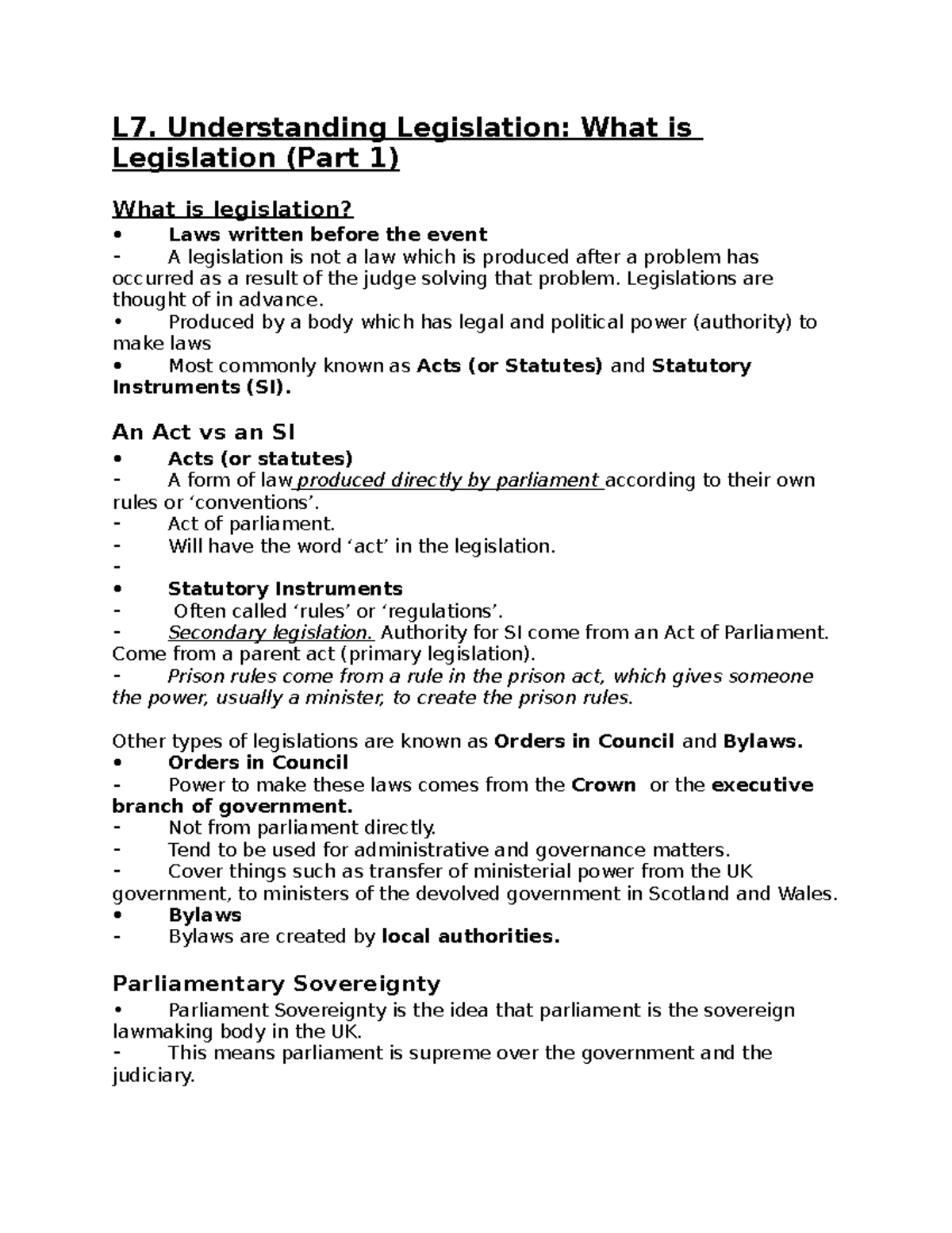 L7. Understanding Legislation: What is Legislation (Part 1) - L7 ...
