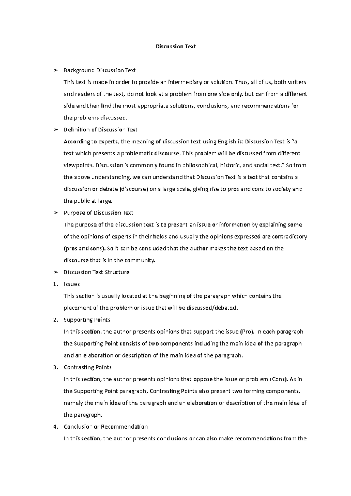 Writing - Discussion Text - Discussion Text Background Discussion Text ...