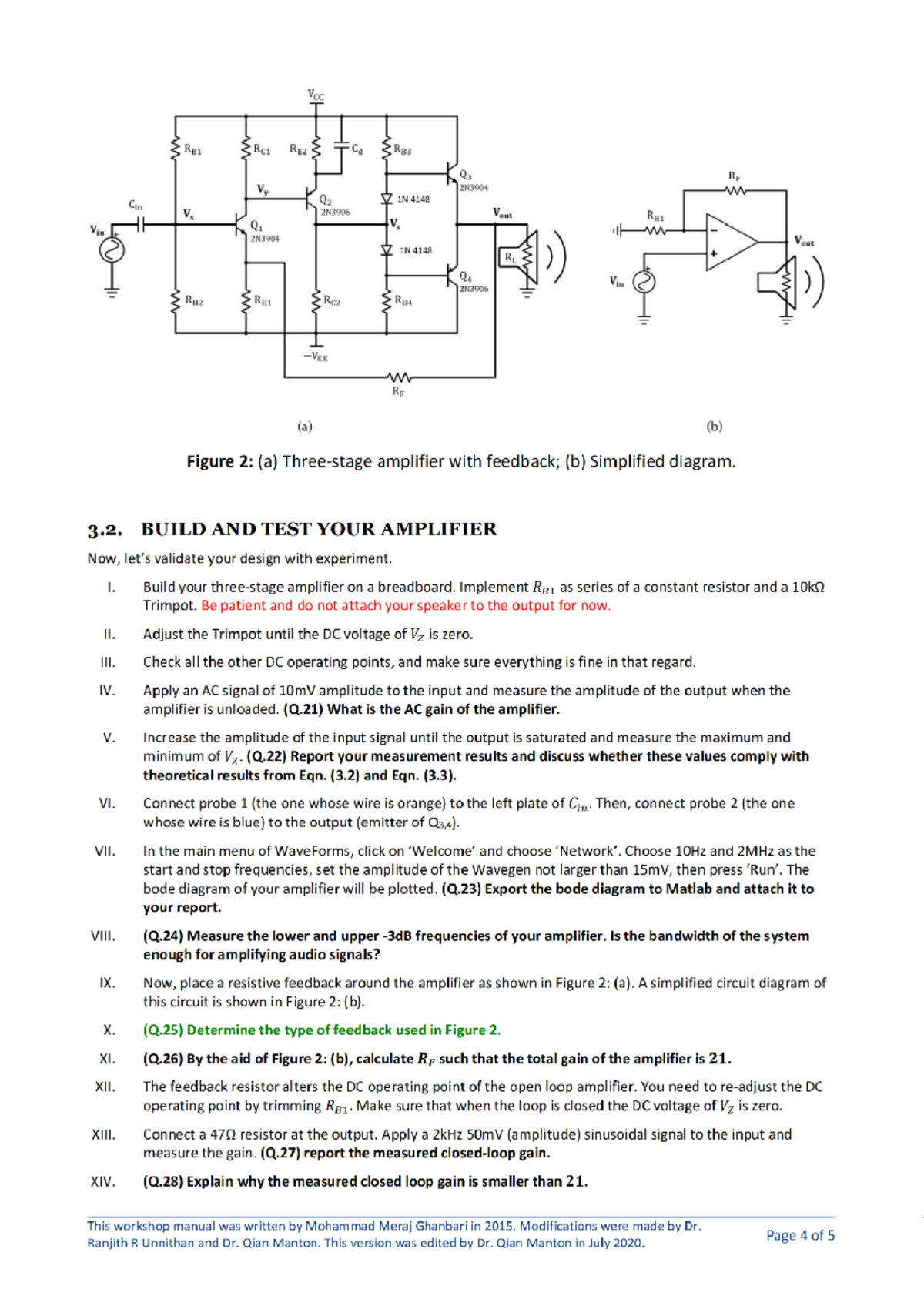 Workshop 5 6 A Multi Stage Amplifier 2020 - Biology 101 - Studocu