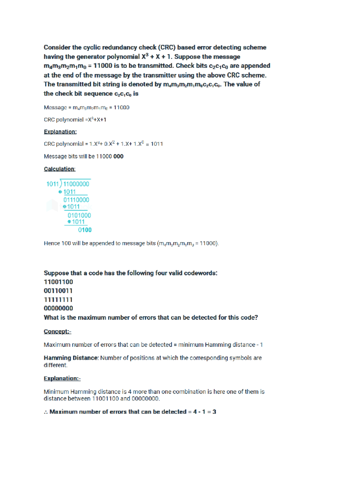 CRC Examples CRC Exam Computer Networks Studocu