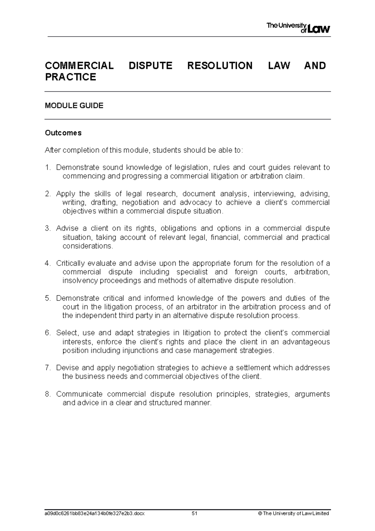 2223 cdr ce01 module guide lpc online - COMMERCIAL DISPUTE RESOLUTION ...