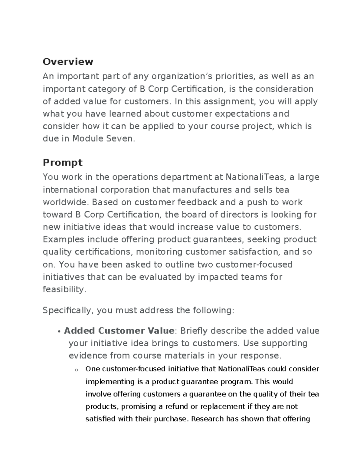 QSO 321 mod 6 assignment notes - Overview An important part of any ...