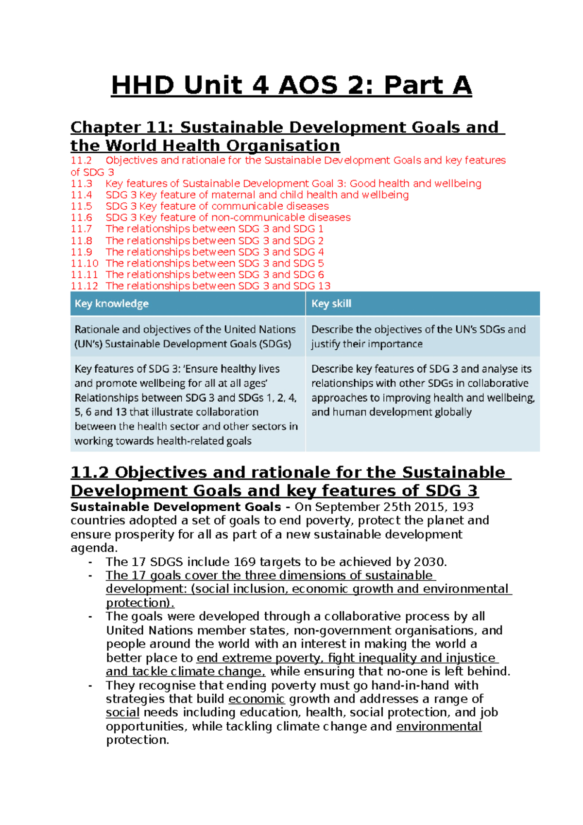 HHD Unit 4 AOS 2 Part 1 - health notes - HHD Unit 4 AOS 2: Part A ...