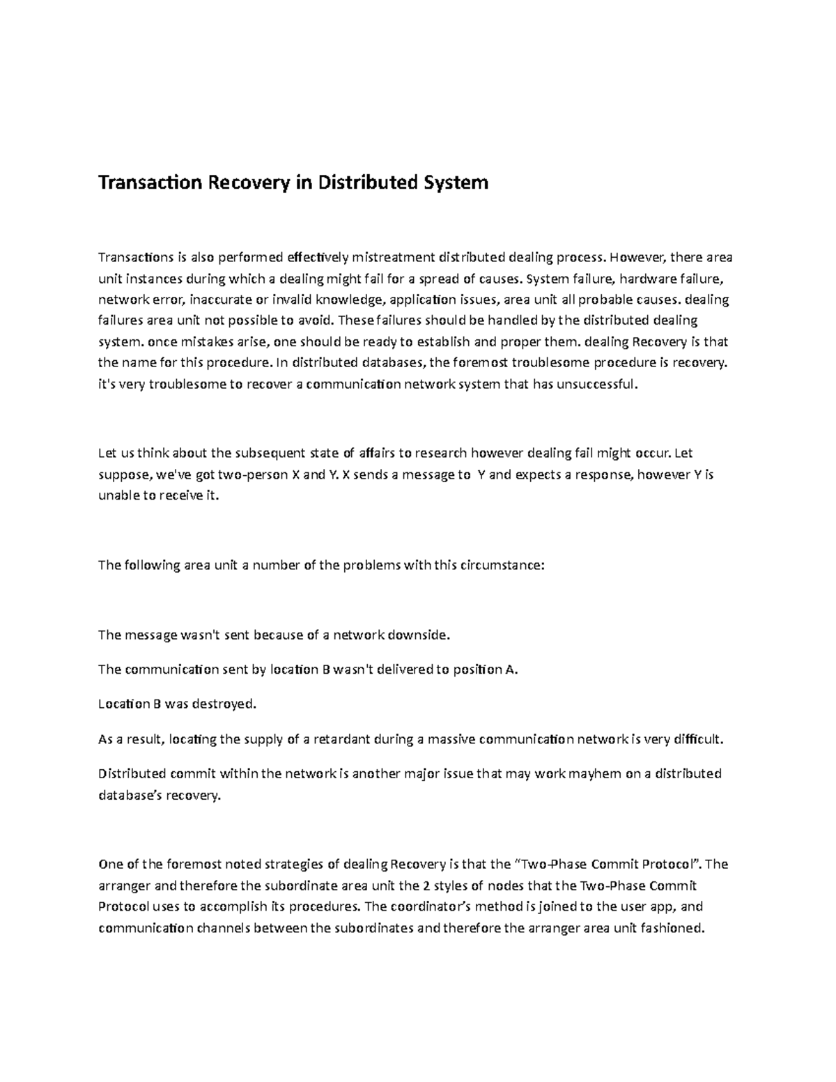 Transaction Recovery in Distributed System - Transaction Recovery in ...