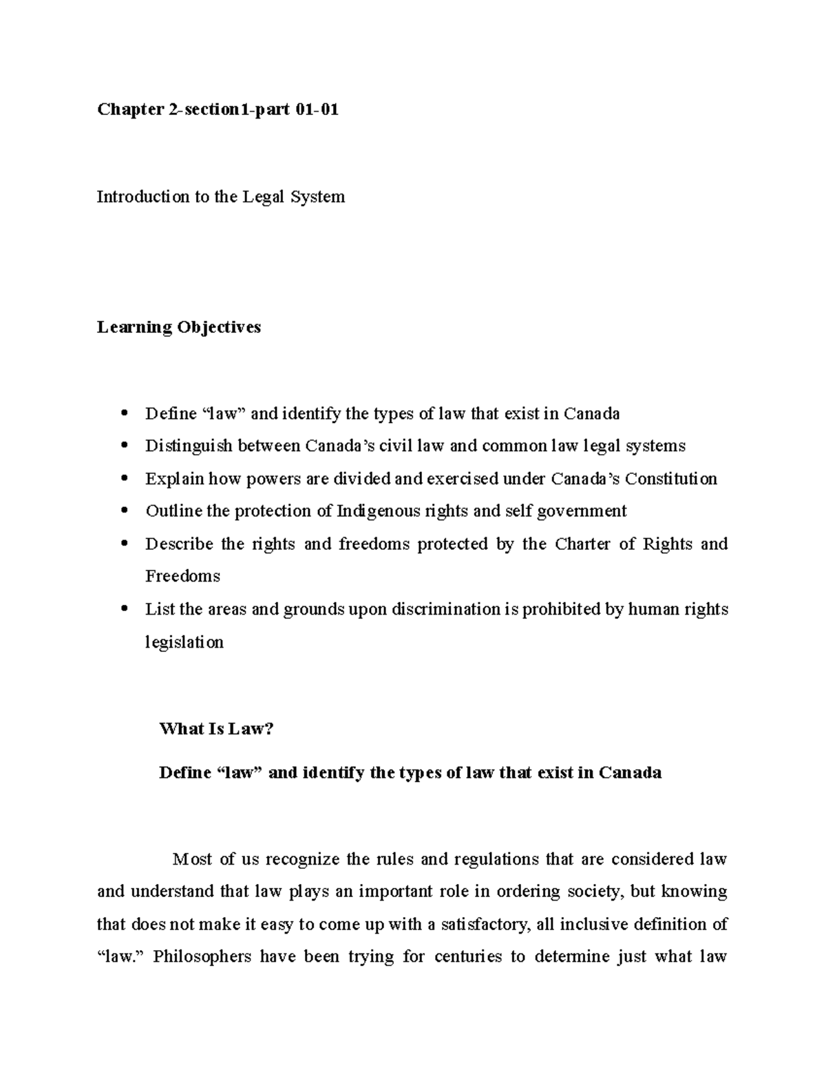 Chapter 2-section 1-part 01-01 - Chapter 2-section1-part 01- Introduction to the Legal System ...