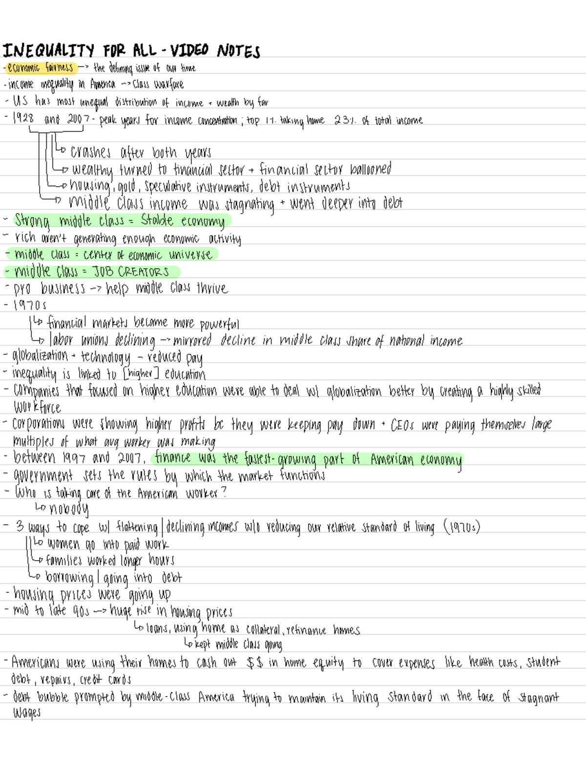 Inequality for all Vid Notes - INEQUALITY FOR ALL - VIDEO NOTES ...