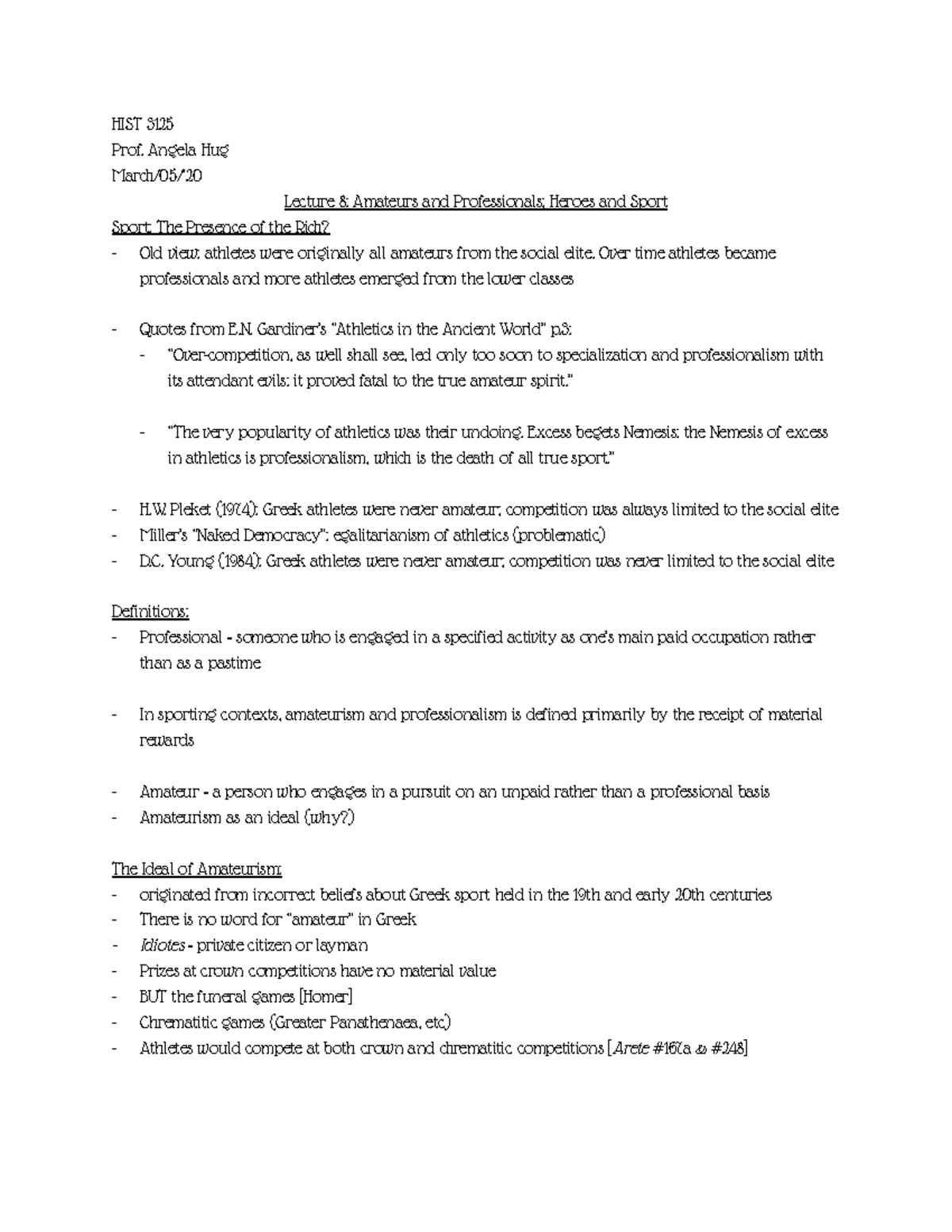 HIST 3125 lecture 8 - Winter 2020 Professor Angela Hug - HIST 3125 Prof ...