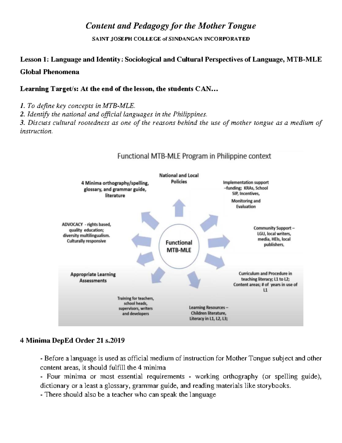 Functional MTB-MLE Program in Philippine Context - Content and Pedagogy ...
