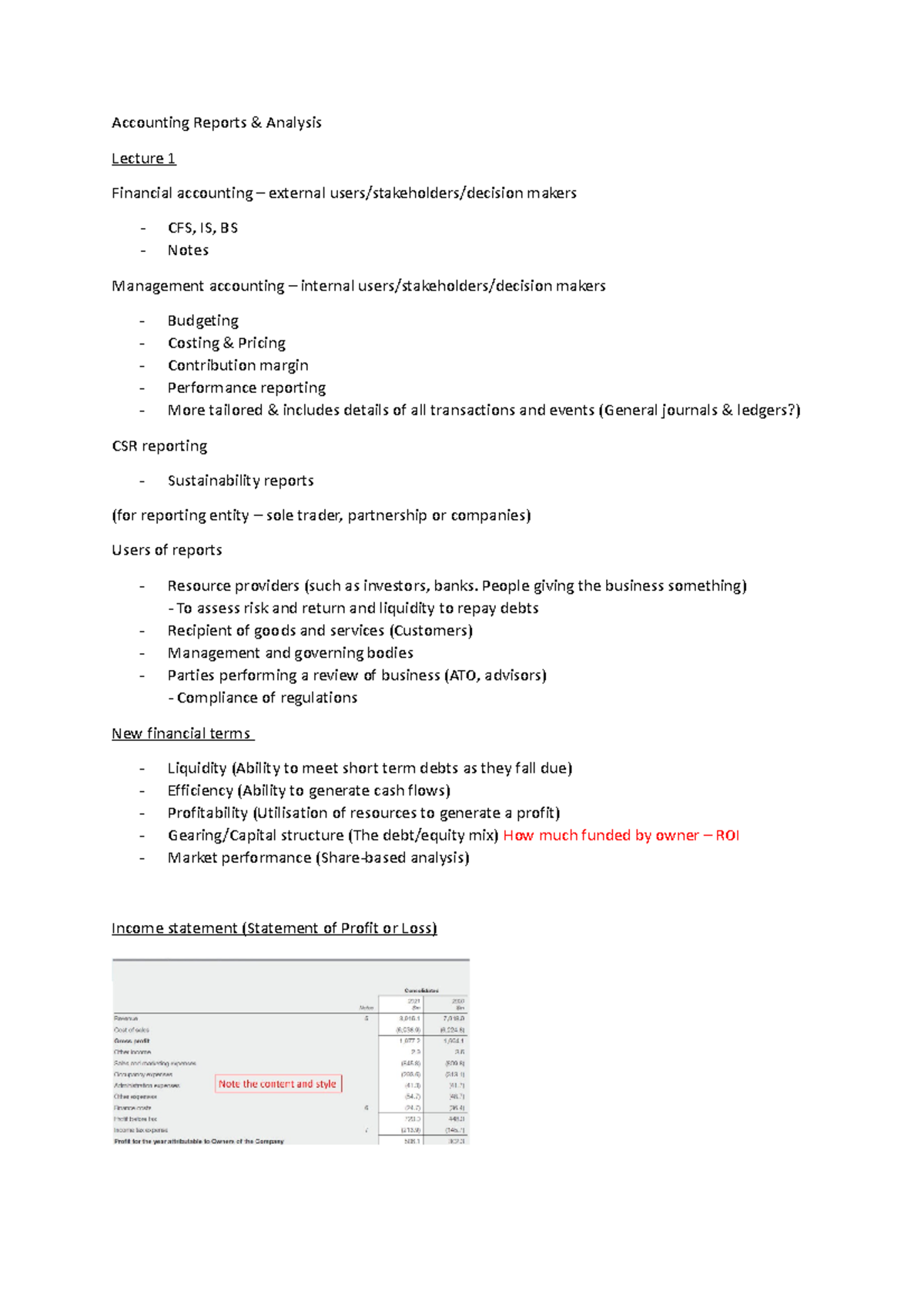 ARA lecture 1 - Accounting Reports & Analysis Lecture 1 Financial ...
