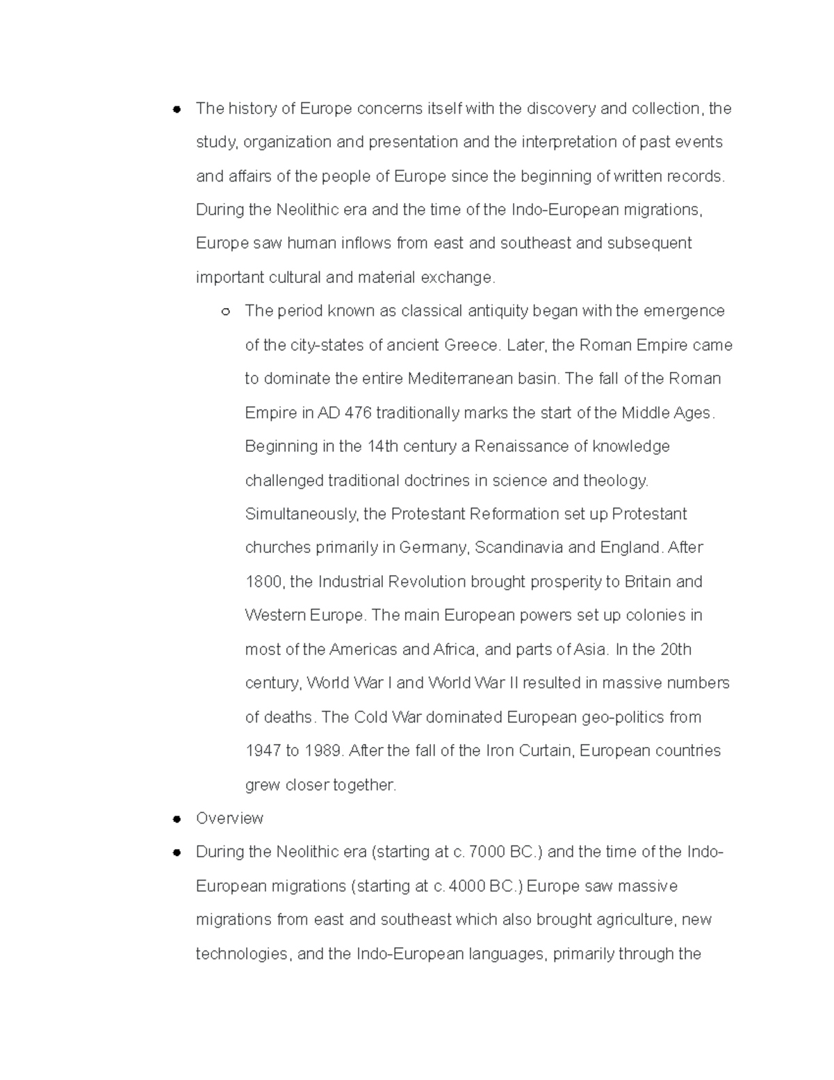 Hist. Notes Lecture 8.5 Powerpoint notes - The history of Europe ...