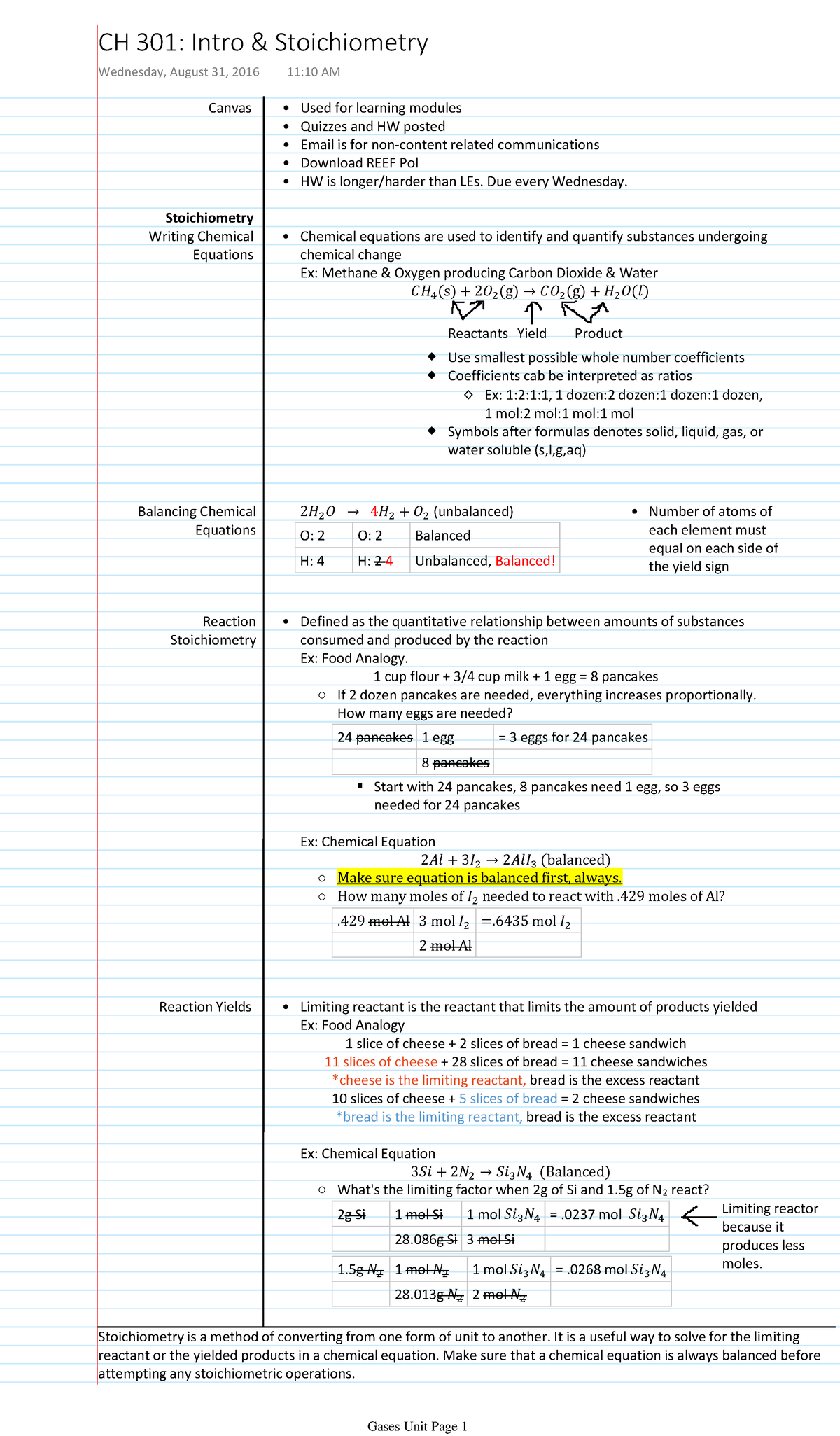 LE 01-05 Intro&Stoichiometry - CH 301: Intro & Stoichiometry Wednesday ...