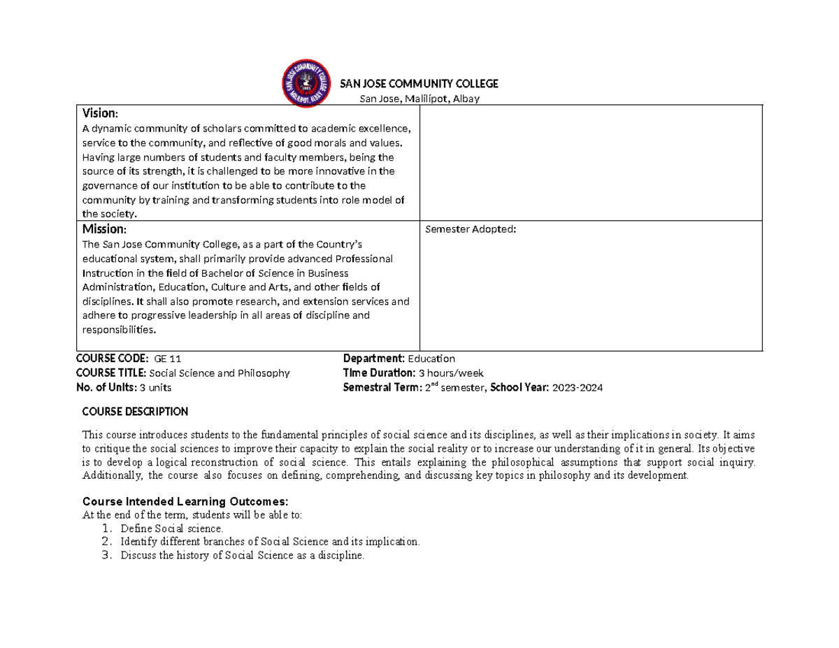 GE11-Course-Outline - Note about GE11 about social studies and ...