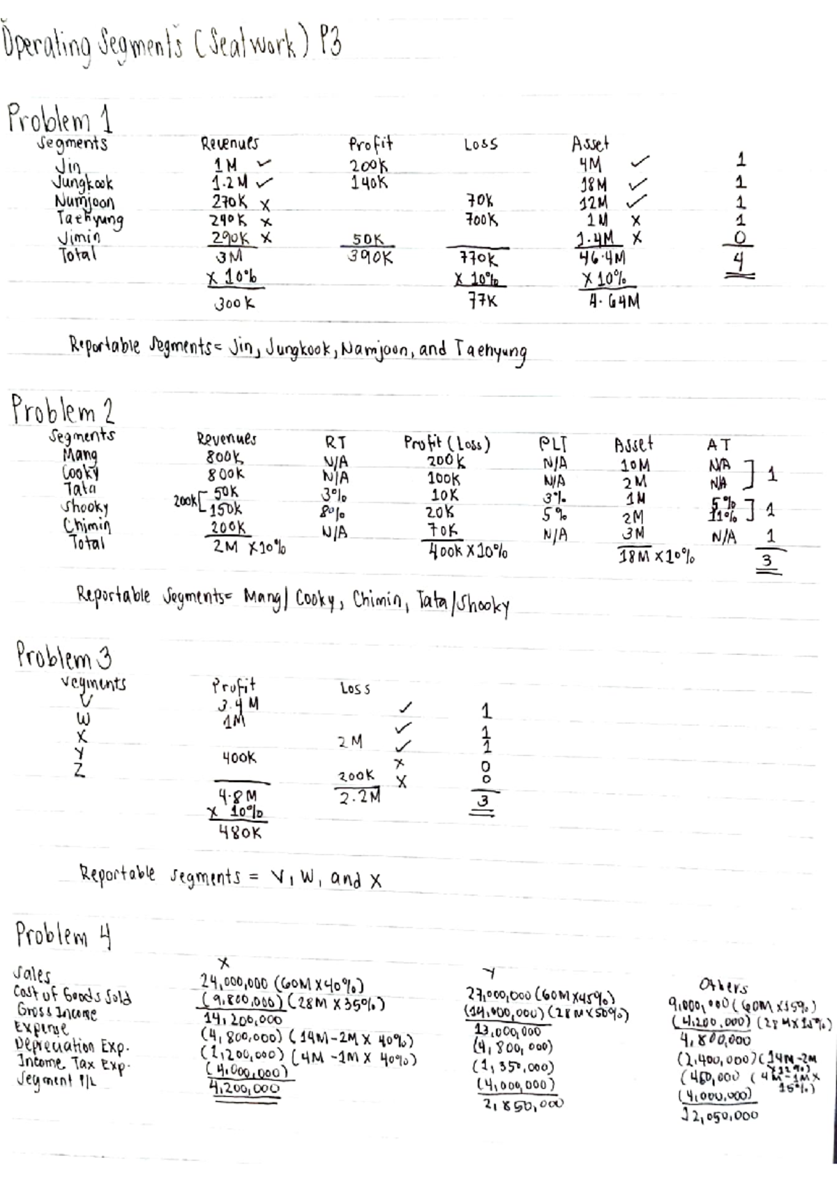 Operating Segments - DpRroling Sepmenls CBealsuark) froblem SegmentsS ...