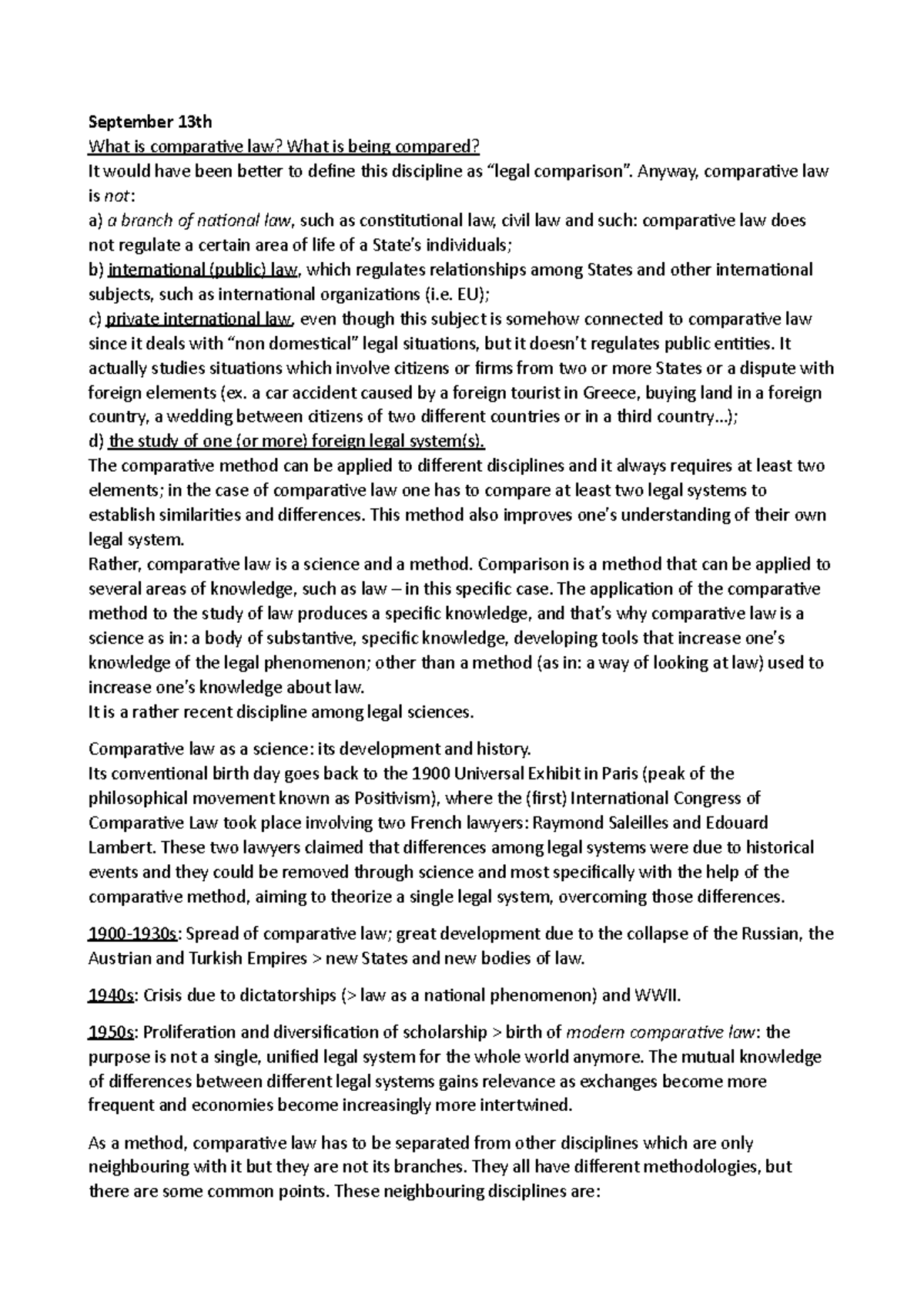 Comparative legal systems - September 13th What is comparative law ...