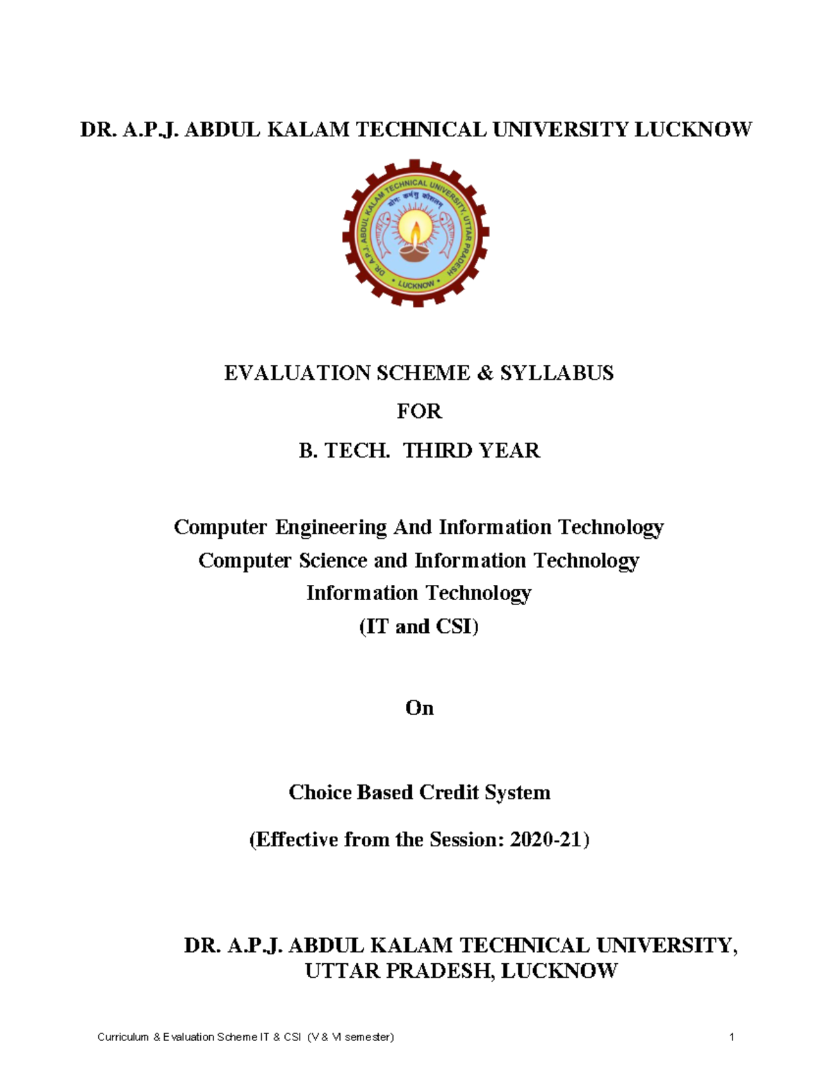 B.Tech IT and CSIT Syllabus of 3rd Year 12 Oct 20 - DR. A.P. ABDUL ...