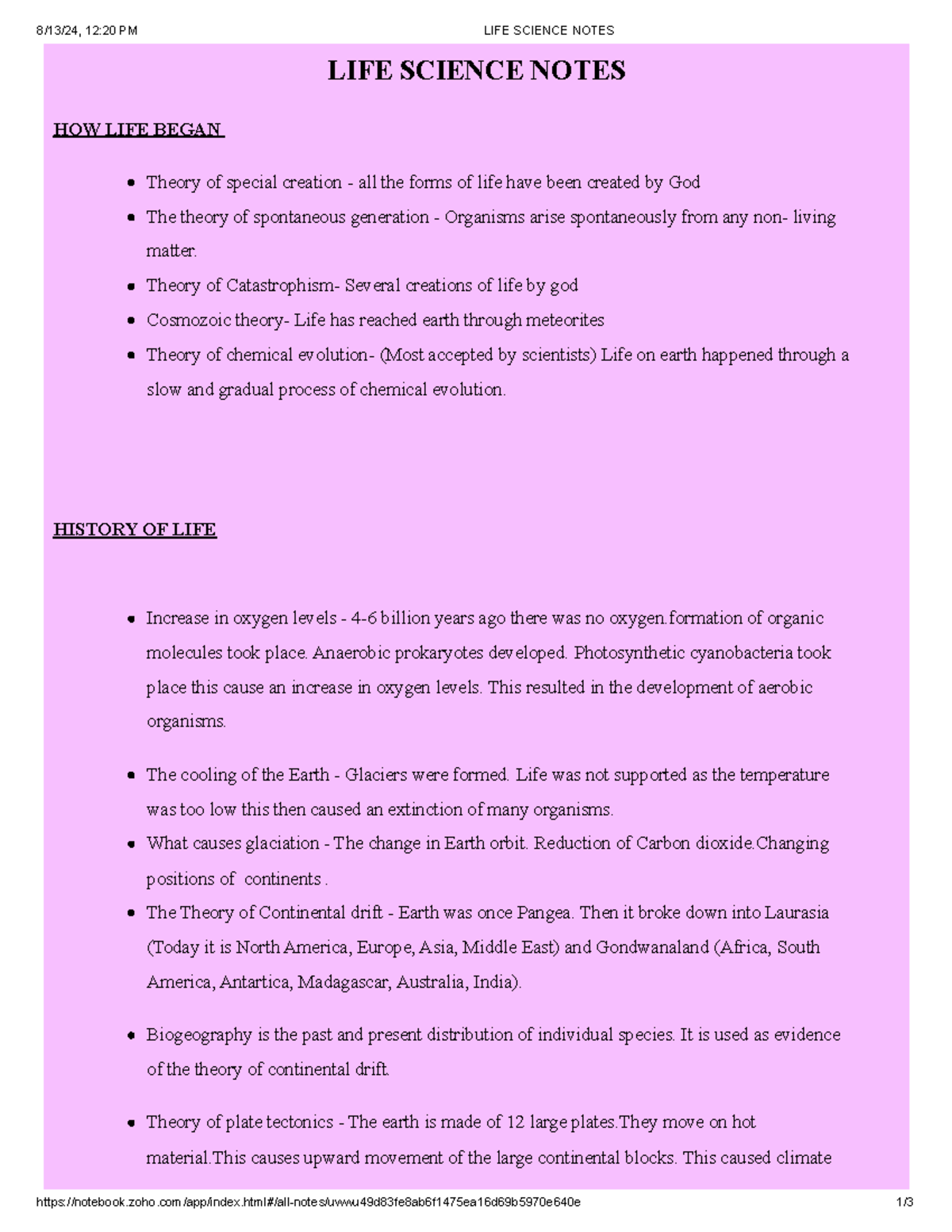 LIFE Science Notes - Introduction to the history of life - LIFE SCIENCE ...