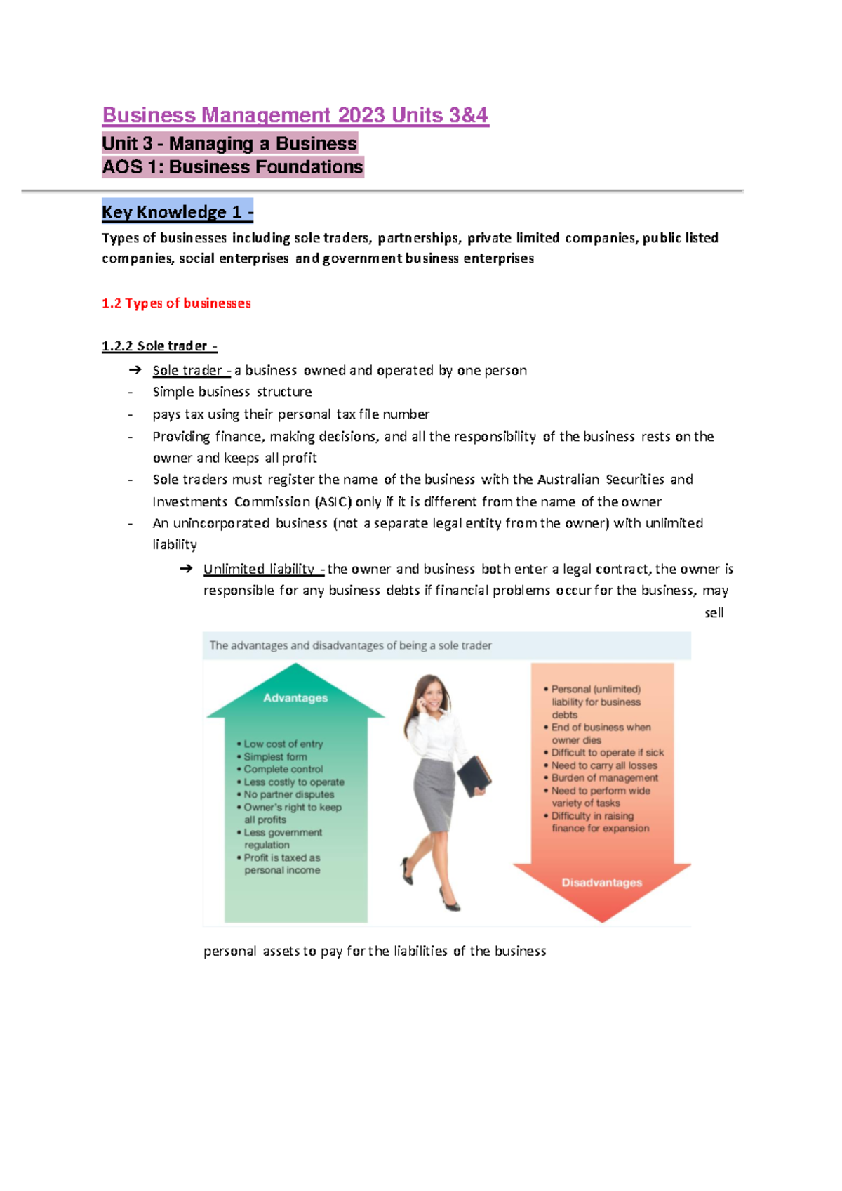 Business Unit 3 AOS 1 notes - Business Management 2023 Units 3& Unit 3 ...