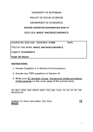 ECO 111 - Course Outline - DEPARTMENT OF ECONOMICS ECO 111: BASIC ...